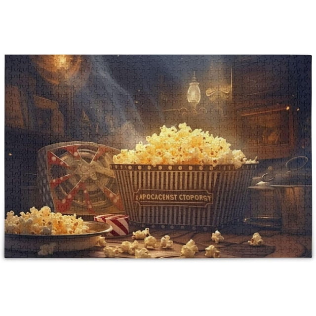 FREEAMG Popcorn Cinema Puzzle 500 Pieces - Wooden Jigsaw Puzzles for ...