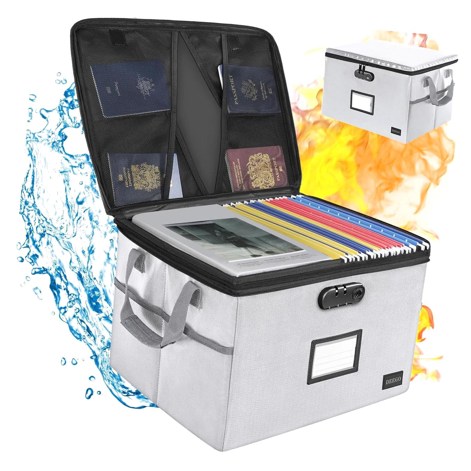FREEAMG Portable Fireproof Document Organizer with Lock, Water ...