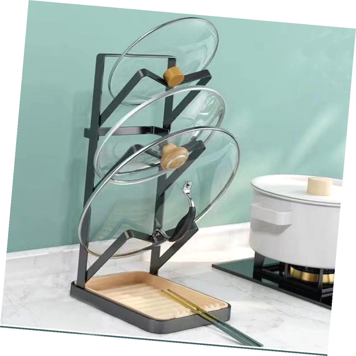 FREEAMG Pot Lid Organizer, 3-Tier Multifunctional Stand for Pot Lids ...