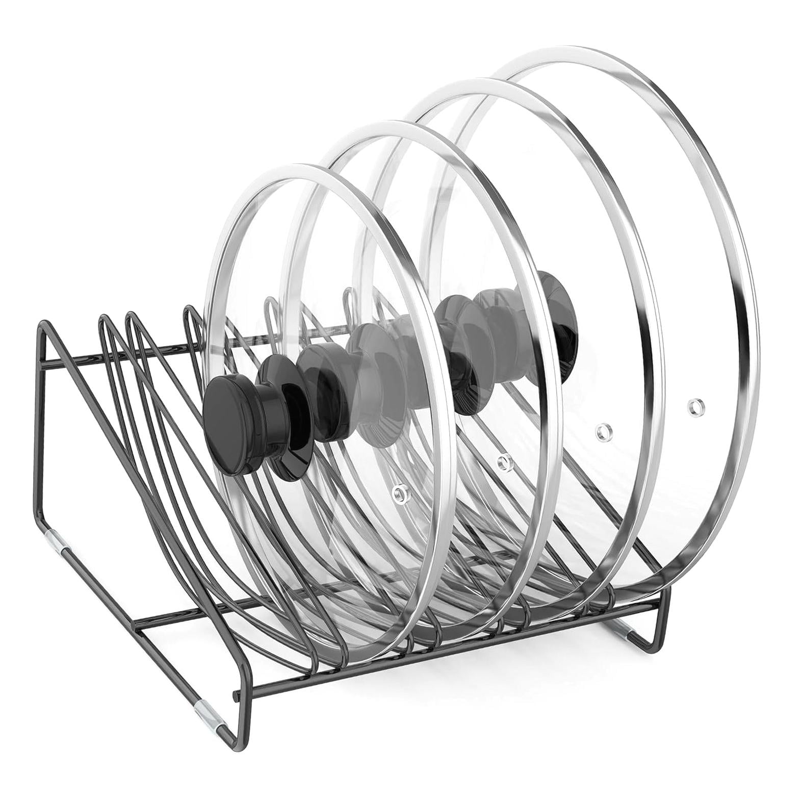 FREEAMG Pot Lid Organizer Rack, 5-slot Holder for Pot and Pan Lids ...