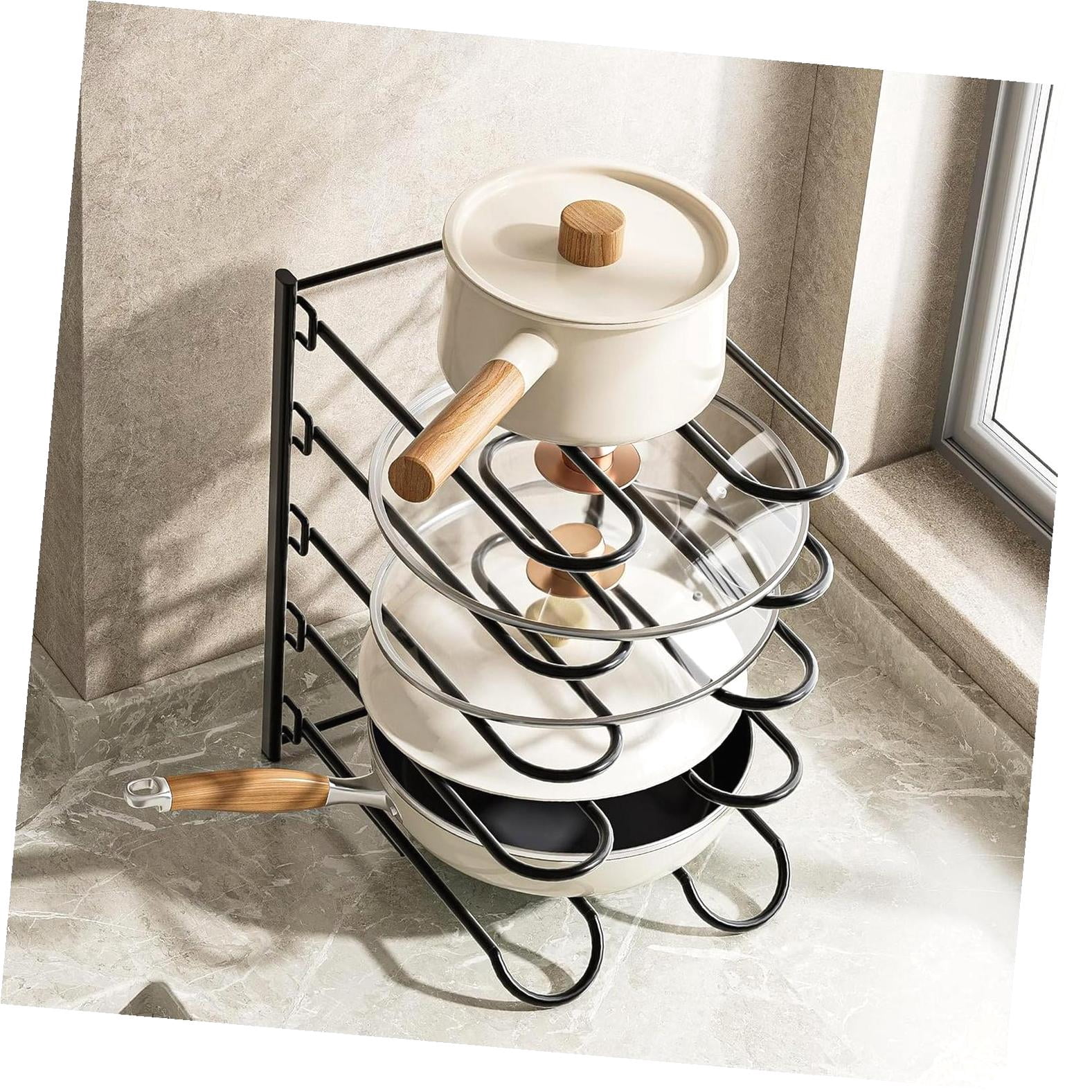 FREEAMG Pots and Pans Organizer, 13.8 inch Pot Lids Rack Holder ...