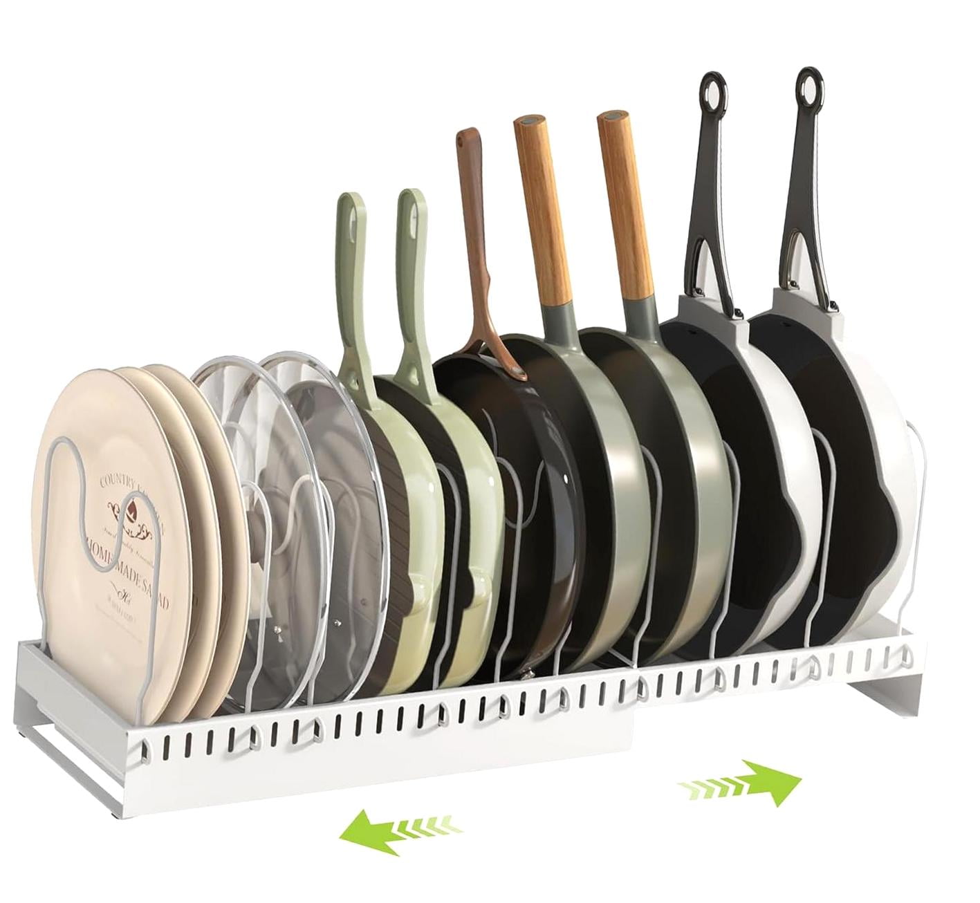FREEAMG Pots and Pans Organizer Under Cabinet with Drain Board ...