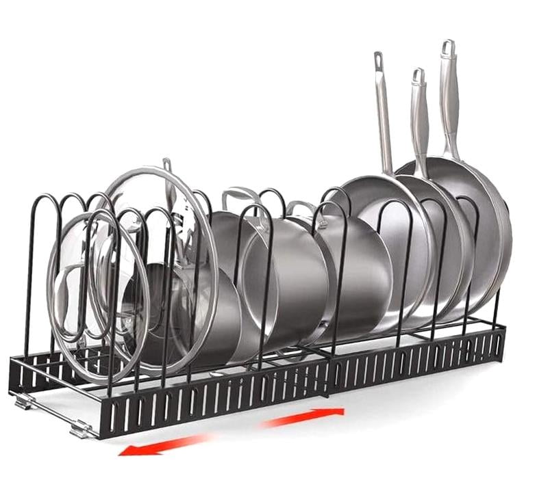 FREEAMG Pots and Pans Organizer: Rack for under Cabinet, Expandable Pot ...