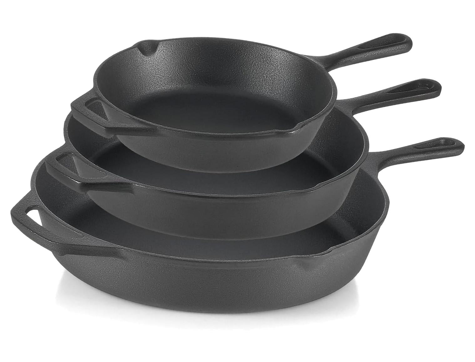 FREEAMG Pre-Seasoned Cast Iron Skillets, 8 in, 10 in, & 12 in Cast Iron ...