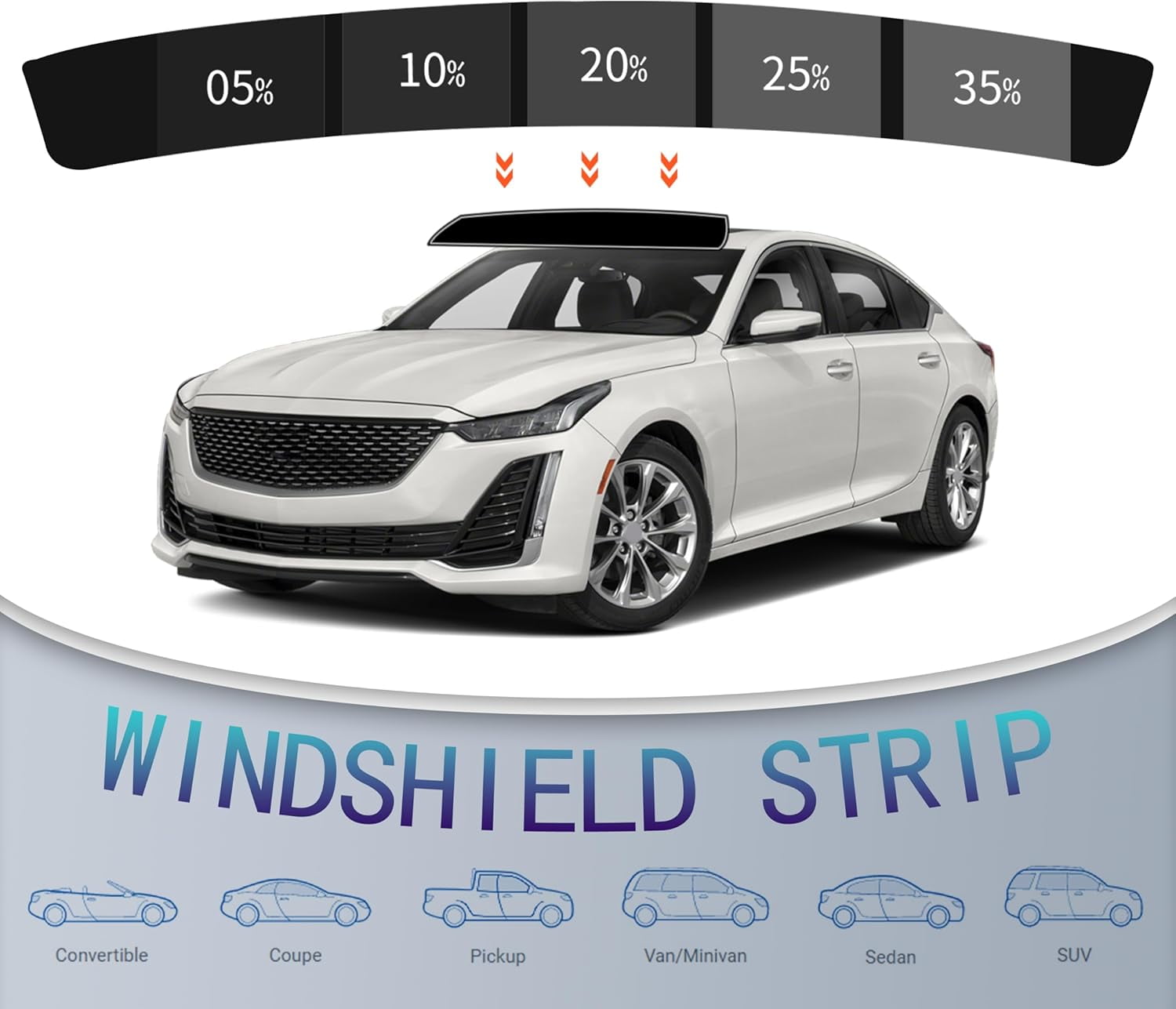 FREEAMG Precut Windows Tint lm Windshield Strip Cars Sun Bloc tection ...