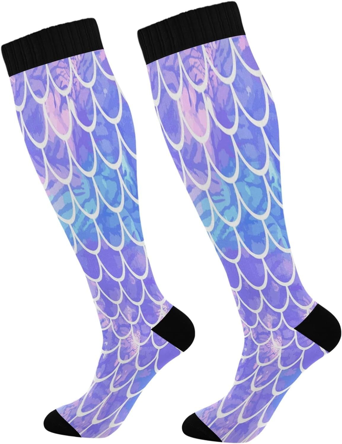 FREEAMG Pretty Mermaid Scales Compression Socks for Women & Men ...