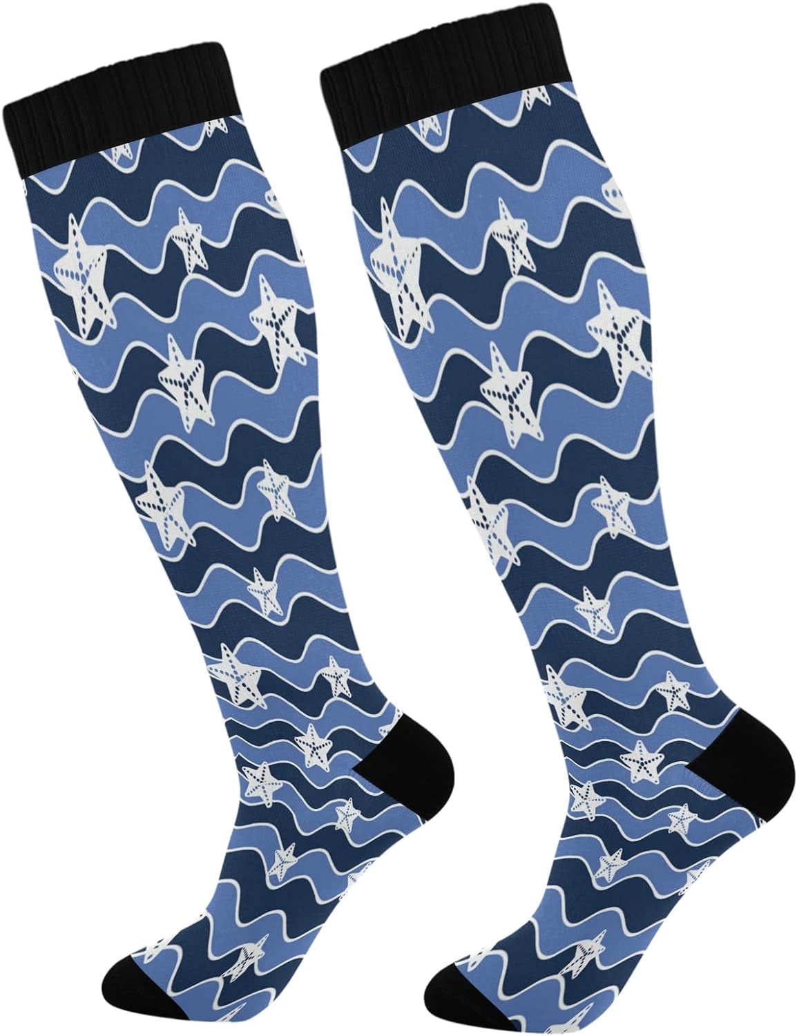 FREEAMG Pretty Stars Compression Socks for Women Men,Knee High ...
