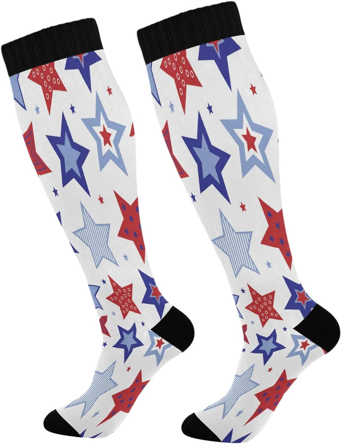 FREEAMG Pretty Stars Compression Socks for Women Men,Knee High ...