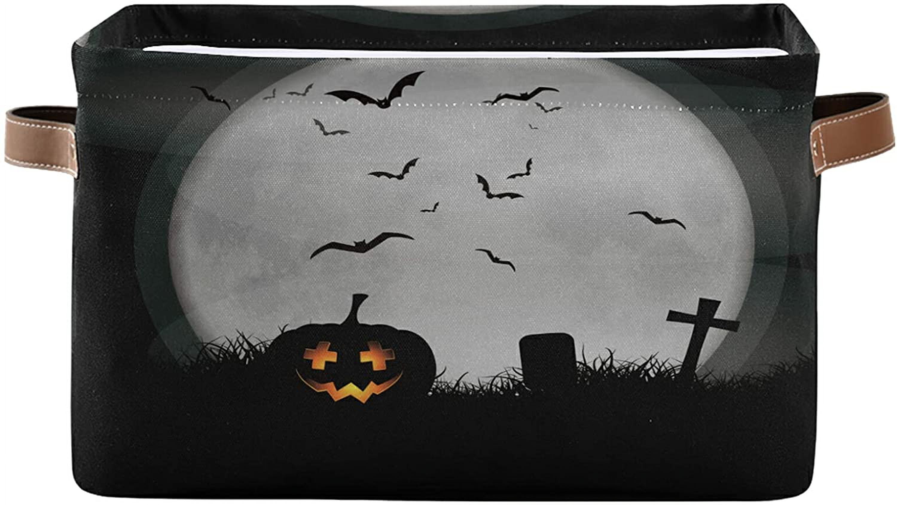 FREEAMG Pumpkin Bat Halloween Storage Bin for Toy Storage Basket Dirty ...