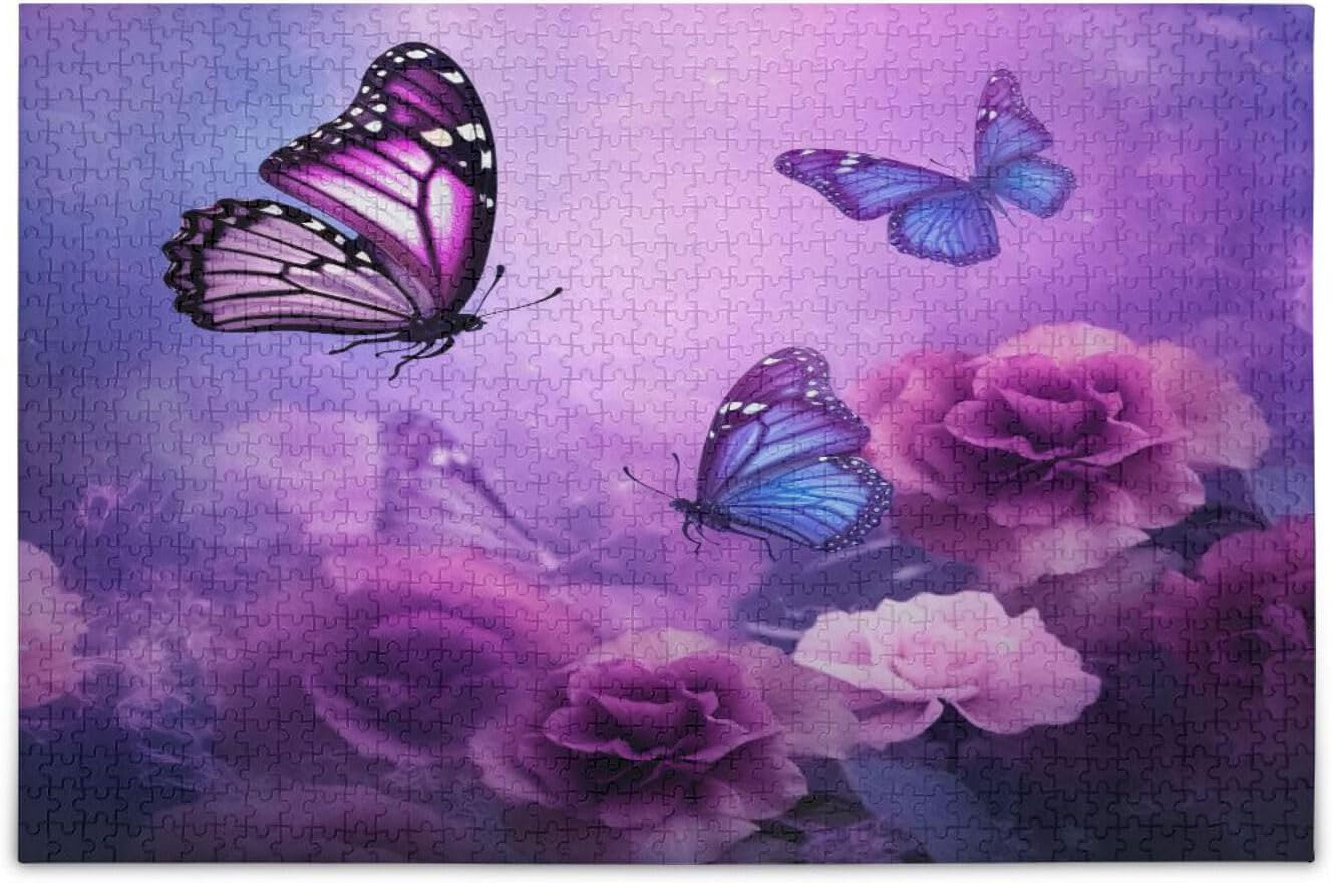 FREEAMG Purple Flowers and Butterflie Jigsaw Puzzles for Adults 500 ...