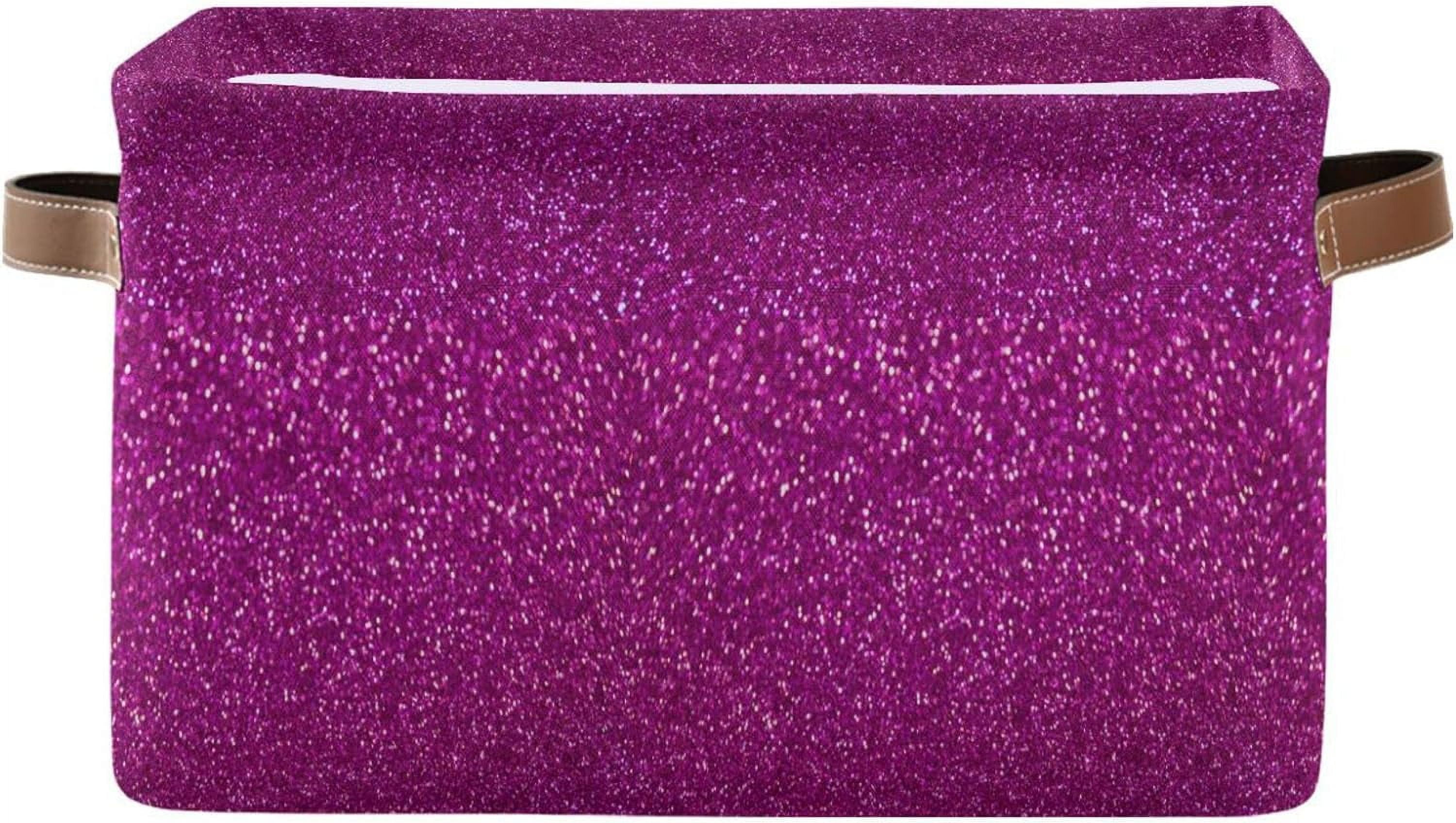 FREEAMG Purple Glitter Texture Storage Basket 1 Pack, Collapsible ...