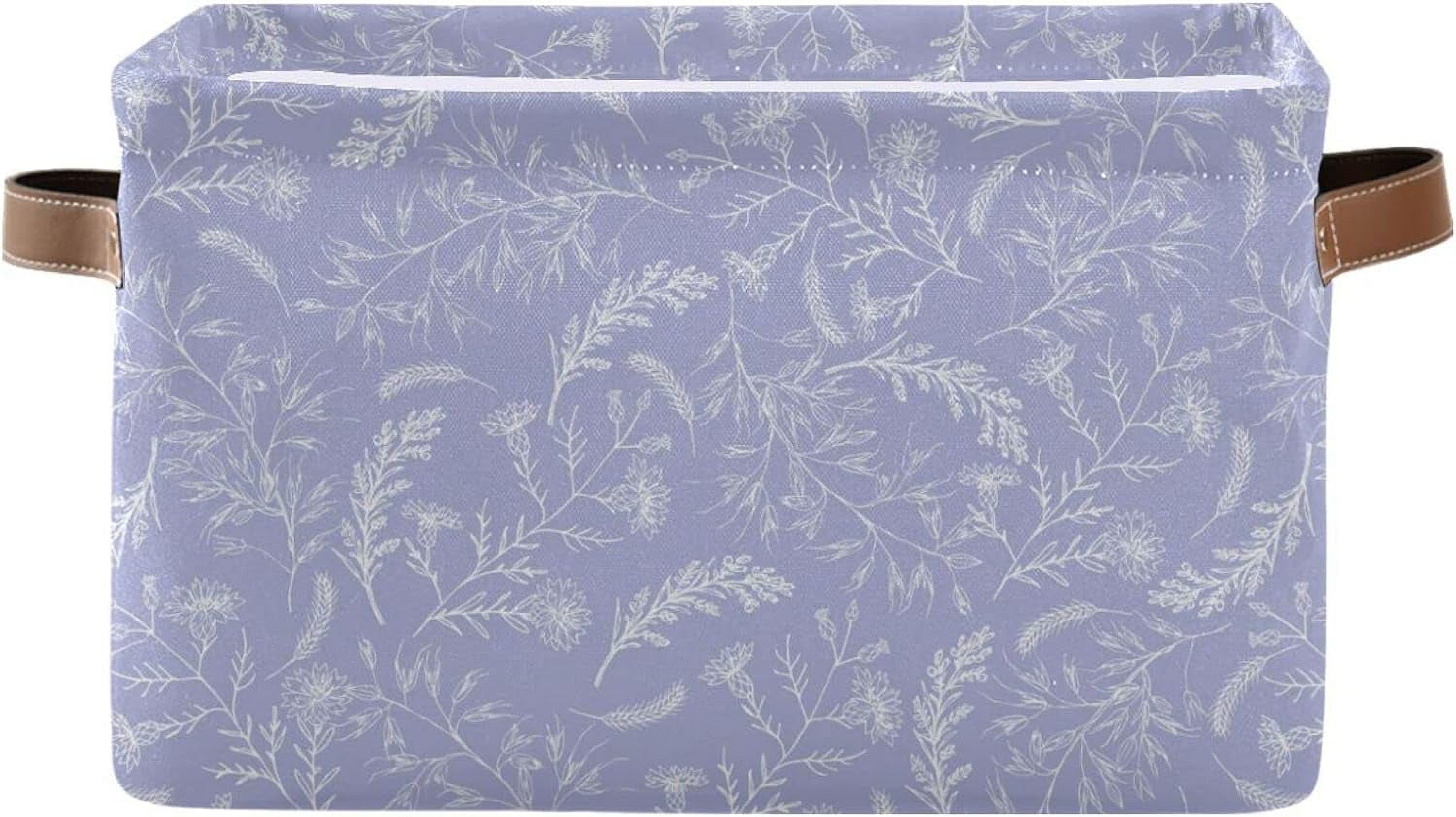 FREEAMG Purple Lavender Storage Basket with Handles Collapsible Storage ...