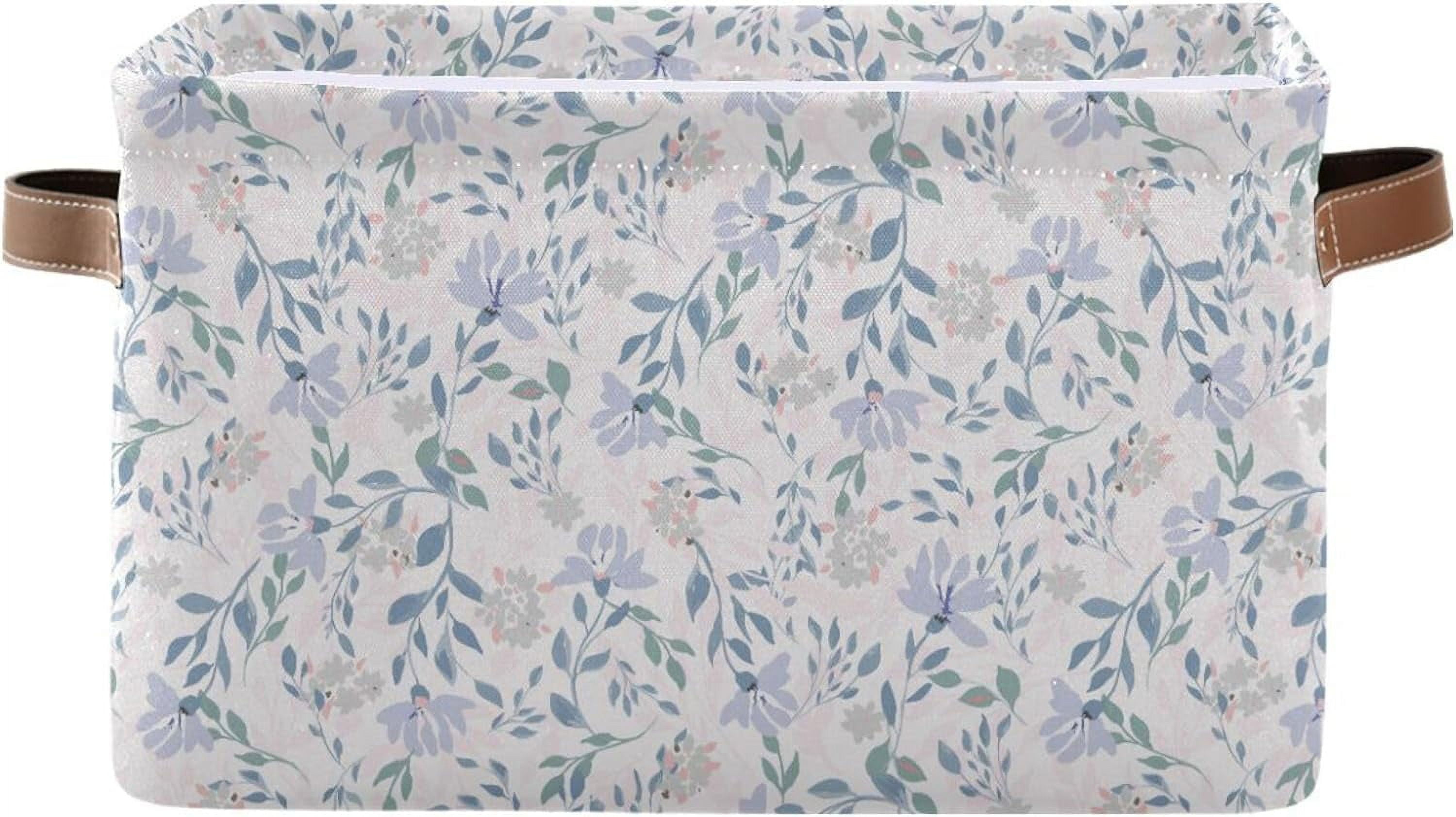 FREEAMG Purple Leaves Flowers Foldable Canvas Storage Bin, Sturdy ...