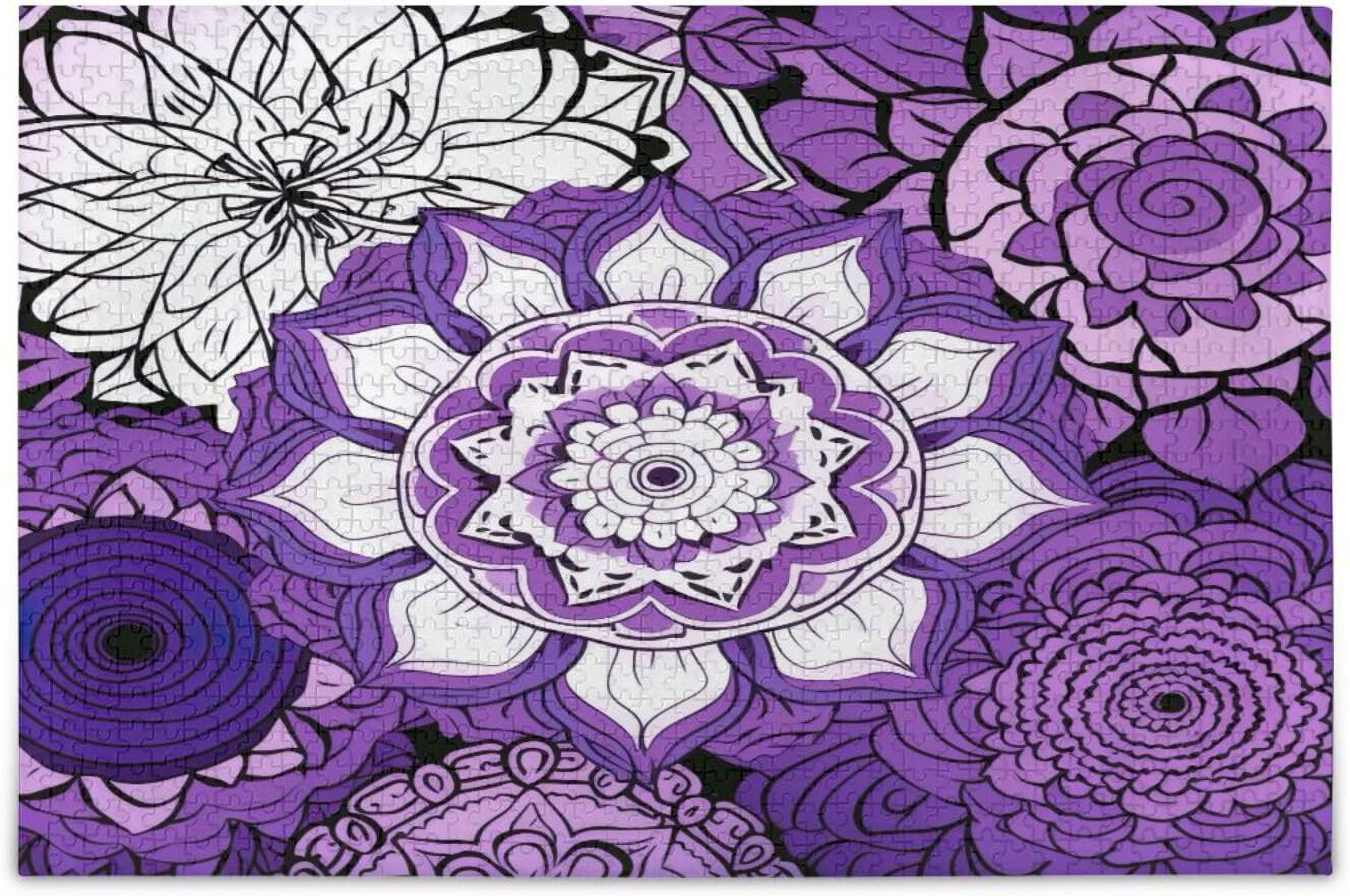 FREEAMG Purple Mandala Jigsaw Puzzles for Adults 1000 Pieces ...