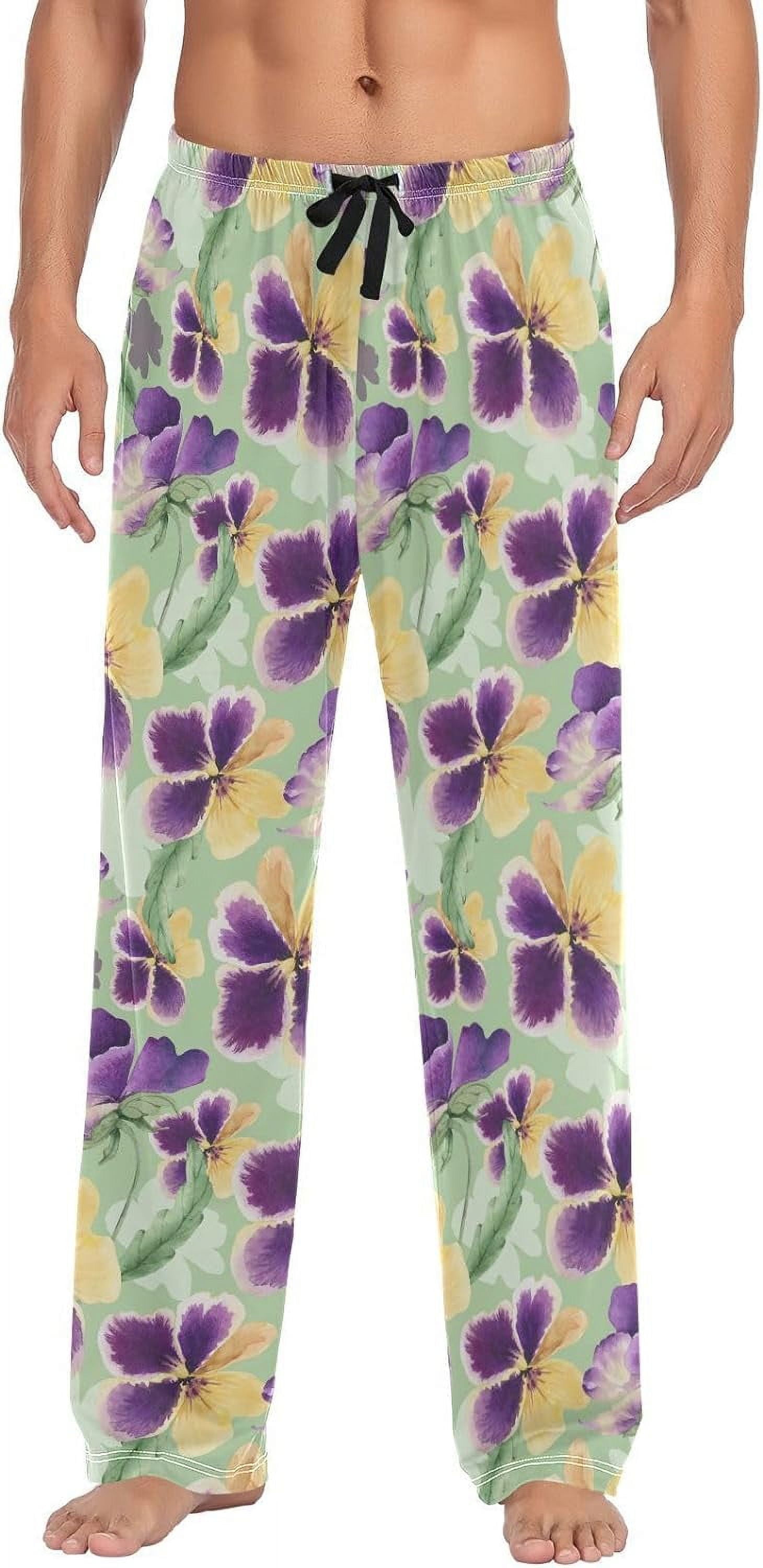 FREEAMG Purple Violets Pajama Pants for Men, Men's Separate Bottoms ...