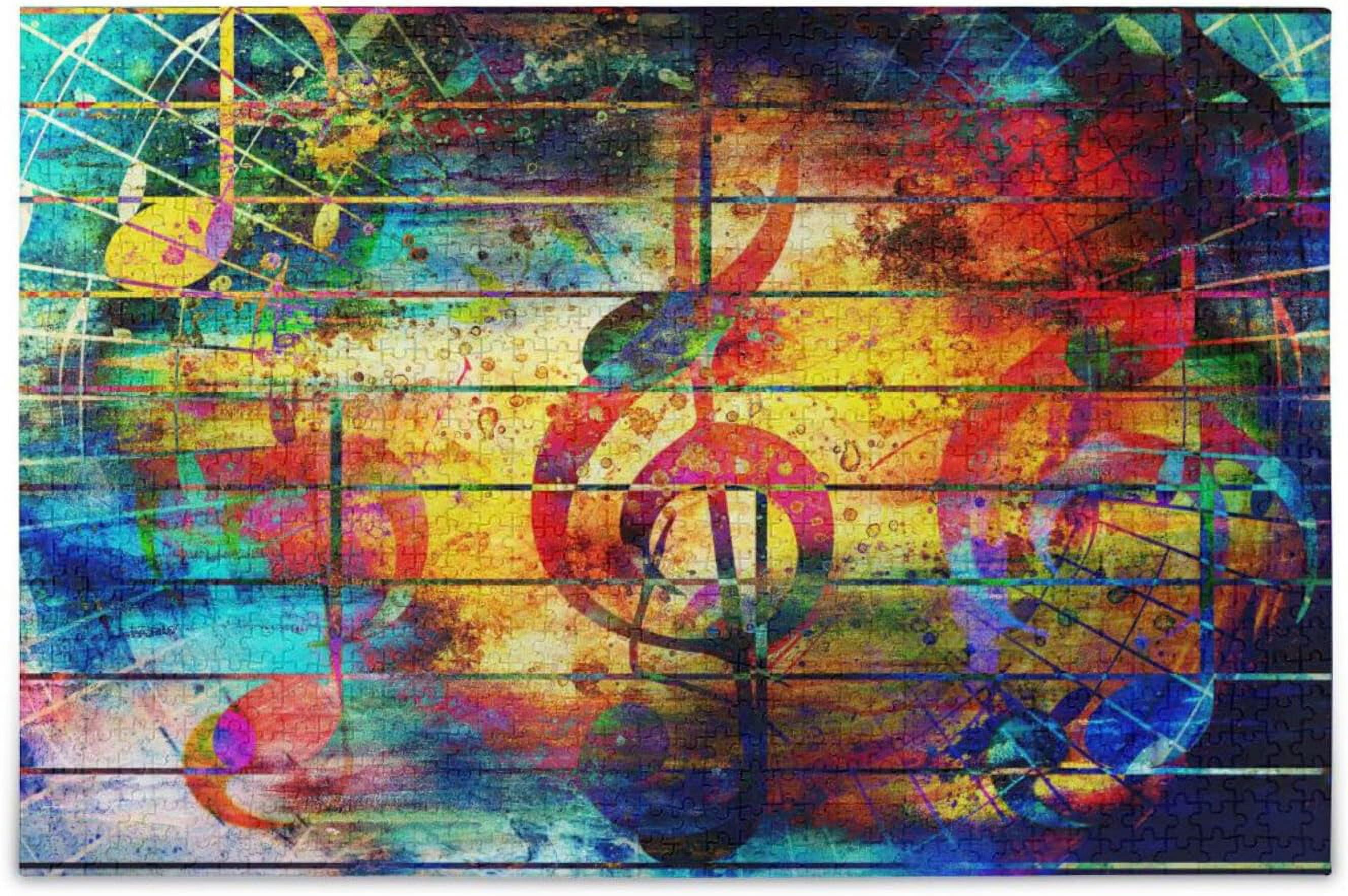 FREEAMG Puzzle 1000 Pieces - Colorful Collage Notes - Wooden Jigsaw ...