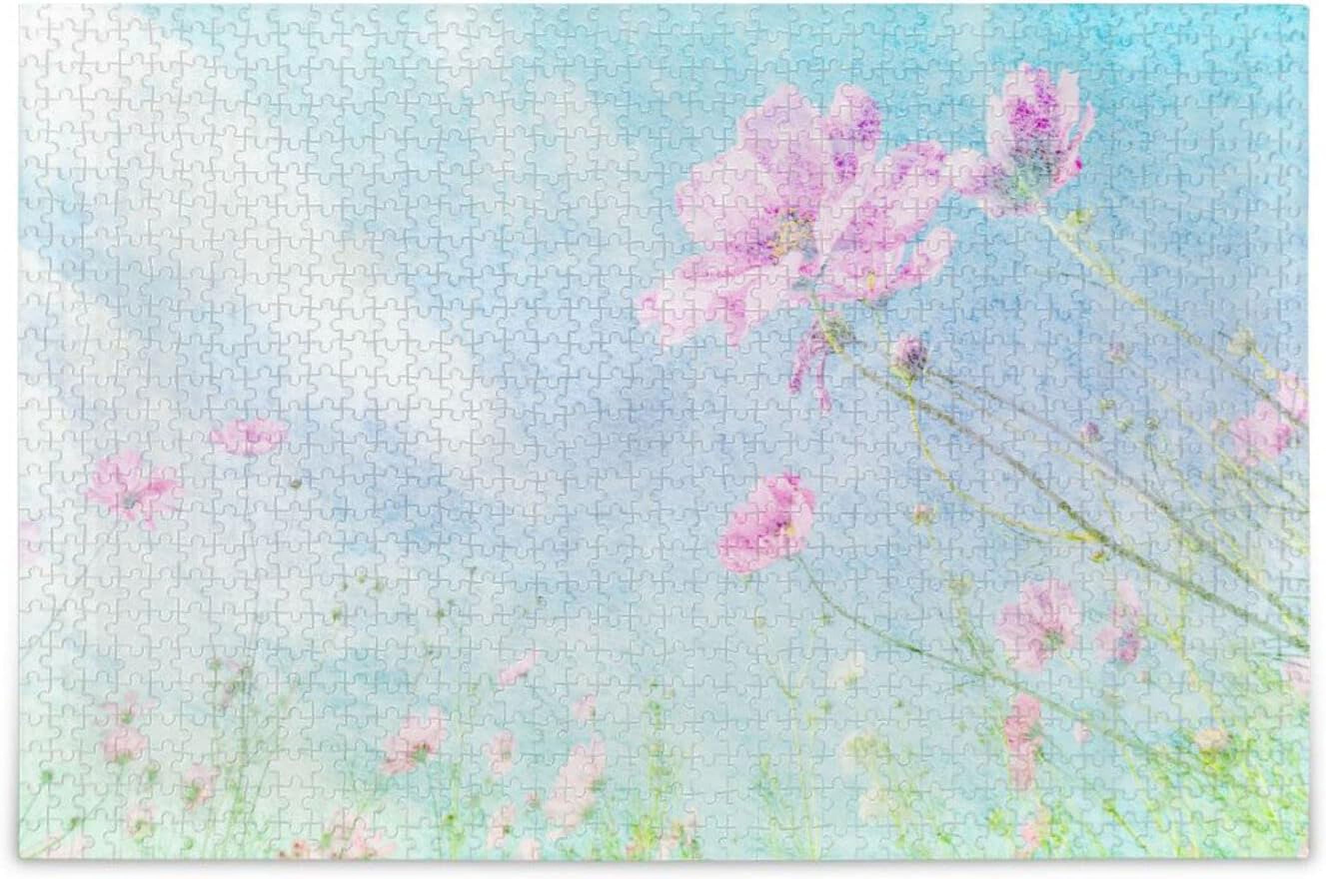 FREEAMG Puzzle 1000 Pieces - Cosmos Flowers - Wooden Jigsaw Puzzles for ...