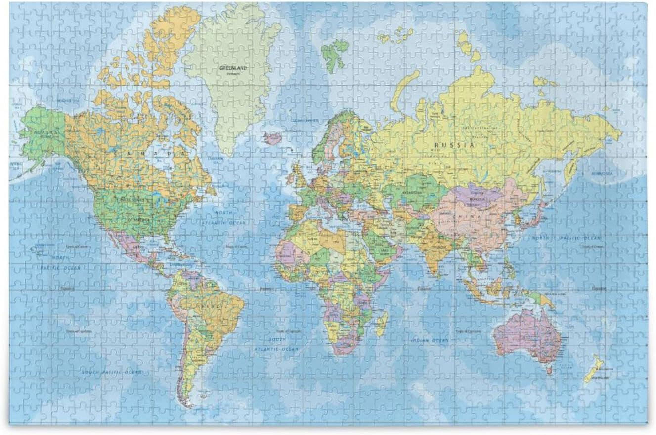 FREEAMG Puzzle 1000 Pieces - World Map - Wooden Jigsaw Puzzles for ...