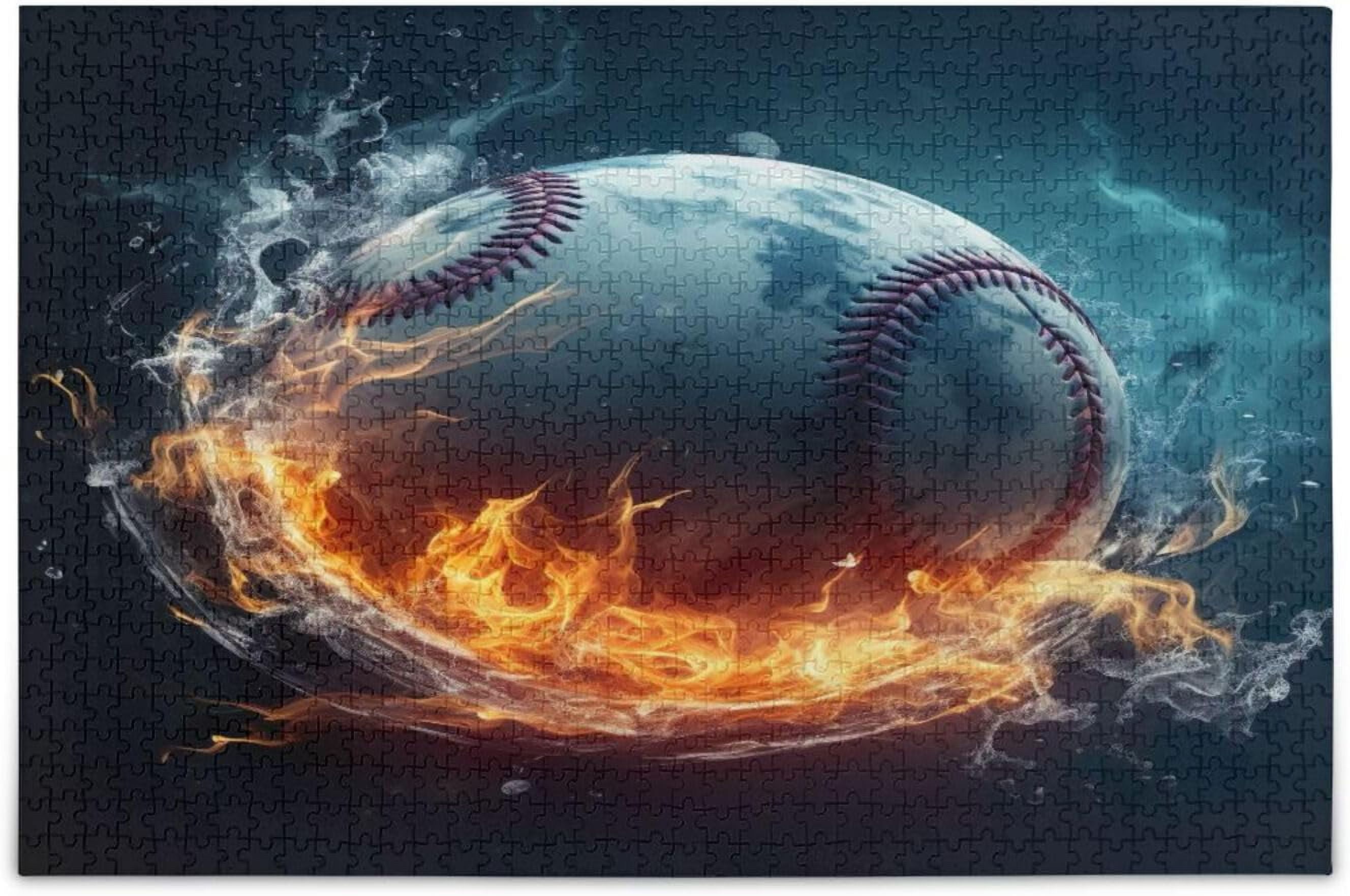 FREEAMG Puzzle- Baseball Water Fire Jigsaw Puzzles, 500 Piece Puzzles ...