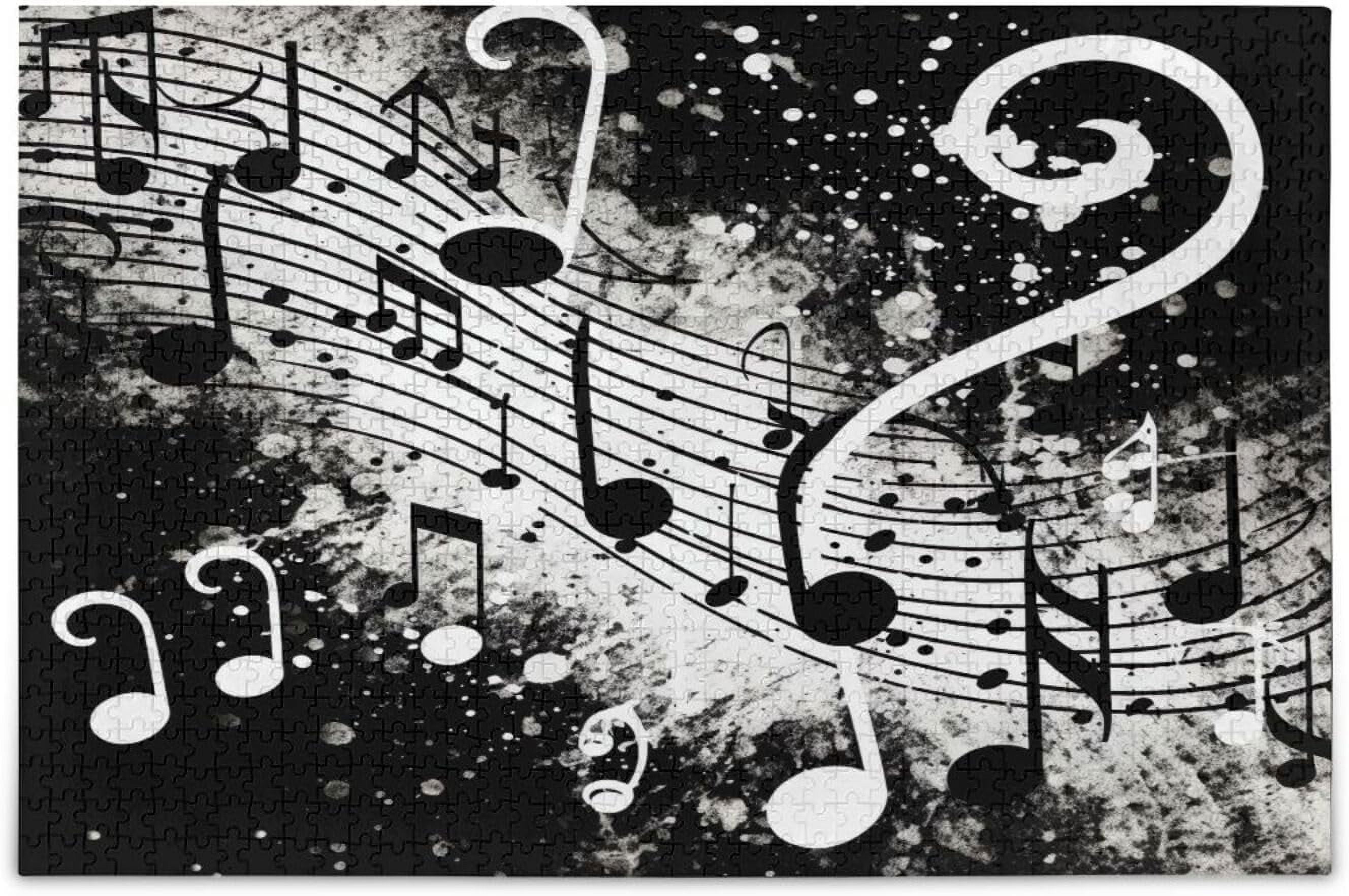 FREEAMG Puzzle- Black Musical Note Jigsaw Puzzles,1000 Piece Puzzles ...