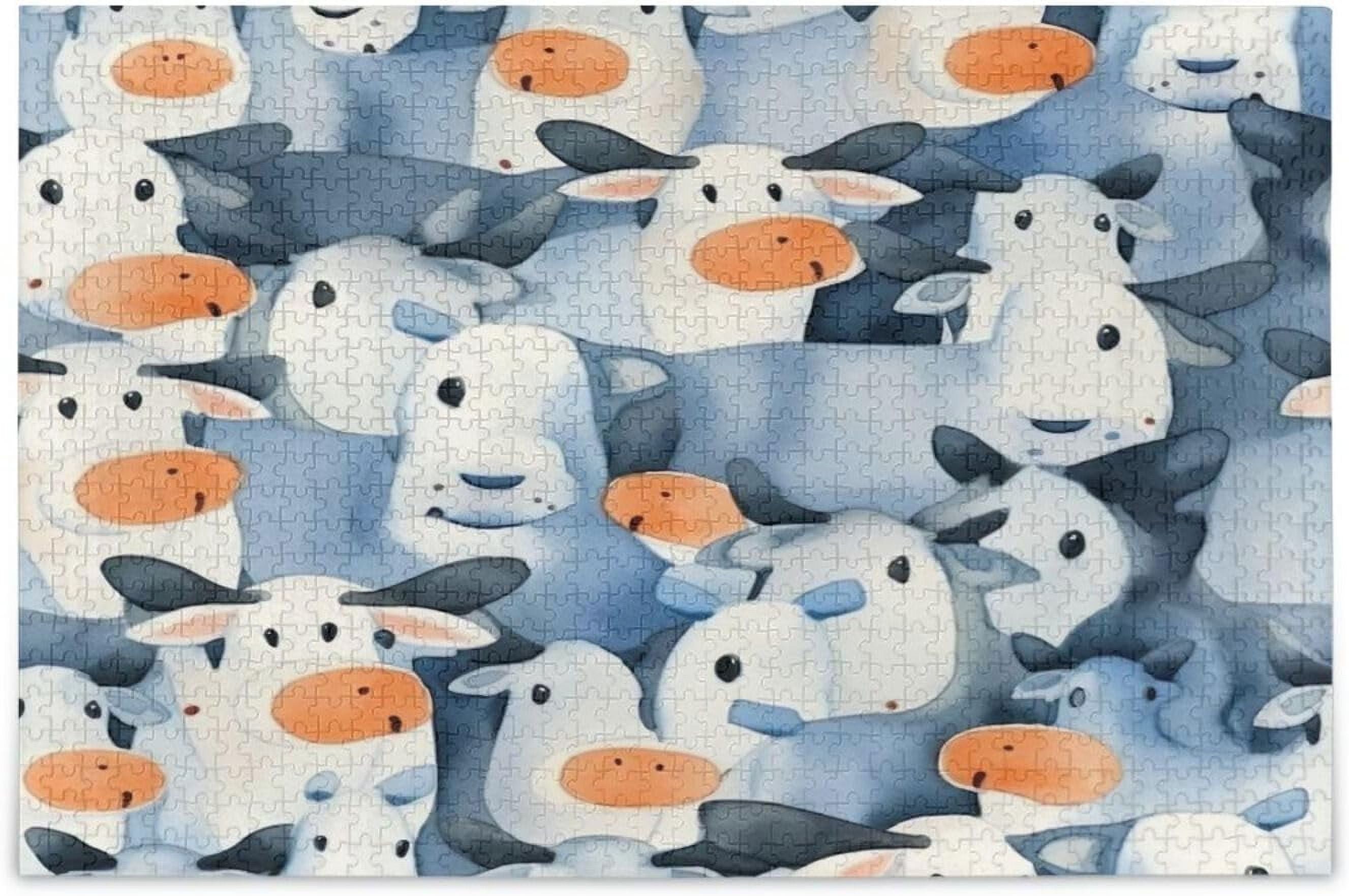 FREEAMG Puzzle- Blue Cows Jigsaw Puzzles, 500 Piece Puzzles for Family ...