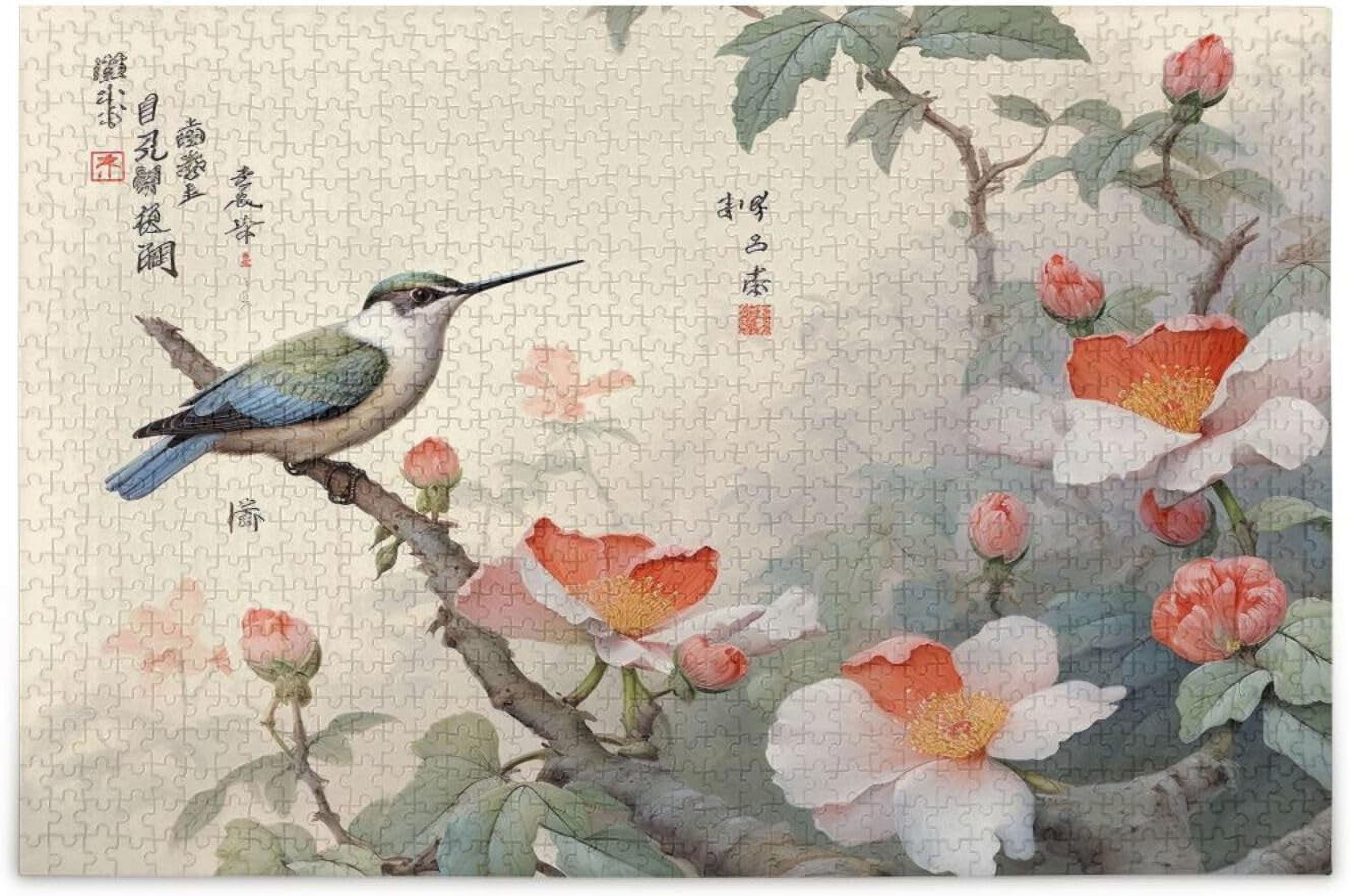 FREEAMG Puzzle- Chinese Hummingbirds Florals Jigsaw Puzzles,1000 Piece ...