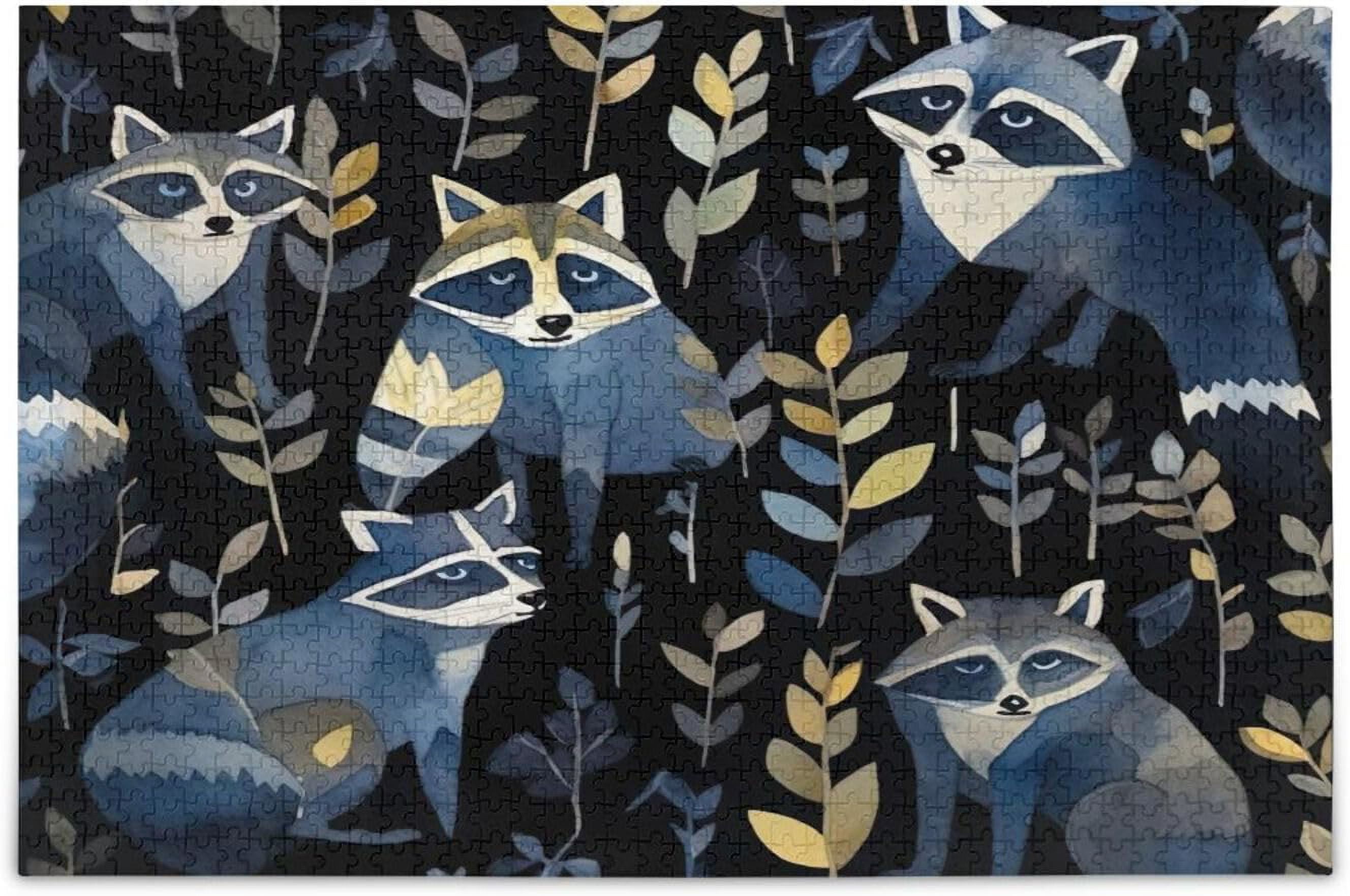 FREEAMG Puzzle- Dark Black Raccoons Jigsaw Puzzles, 500 Piece Puzzles ...