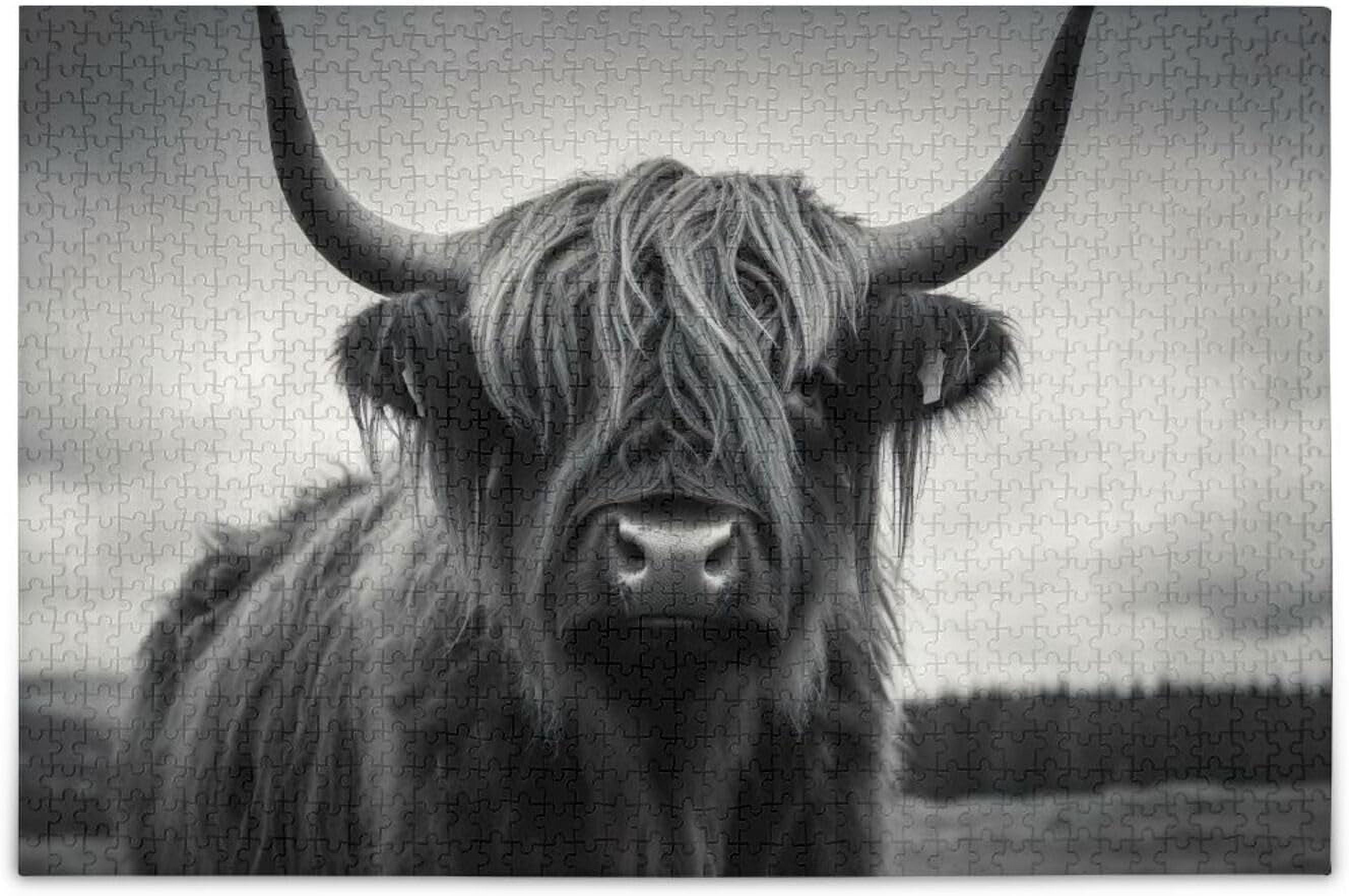 FREEAMG Puzzle- Funny Highland Cow Jigsaw Puzzles,1000 Piece Puzzles ...