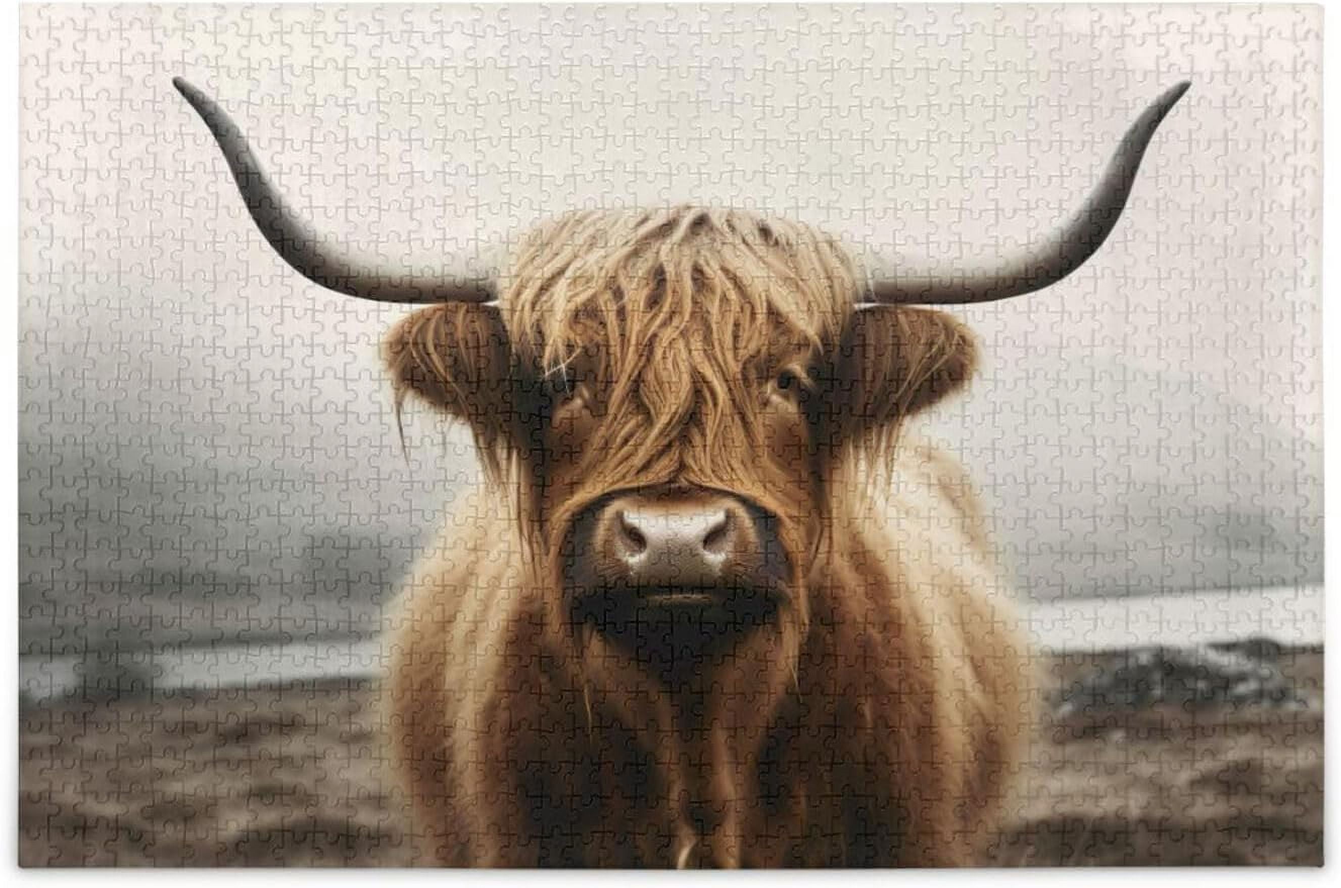 FREEAMG Puzzle- Funny Highland Cow Jigsaw Puzzles,1000 Piece Puzzles ...