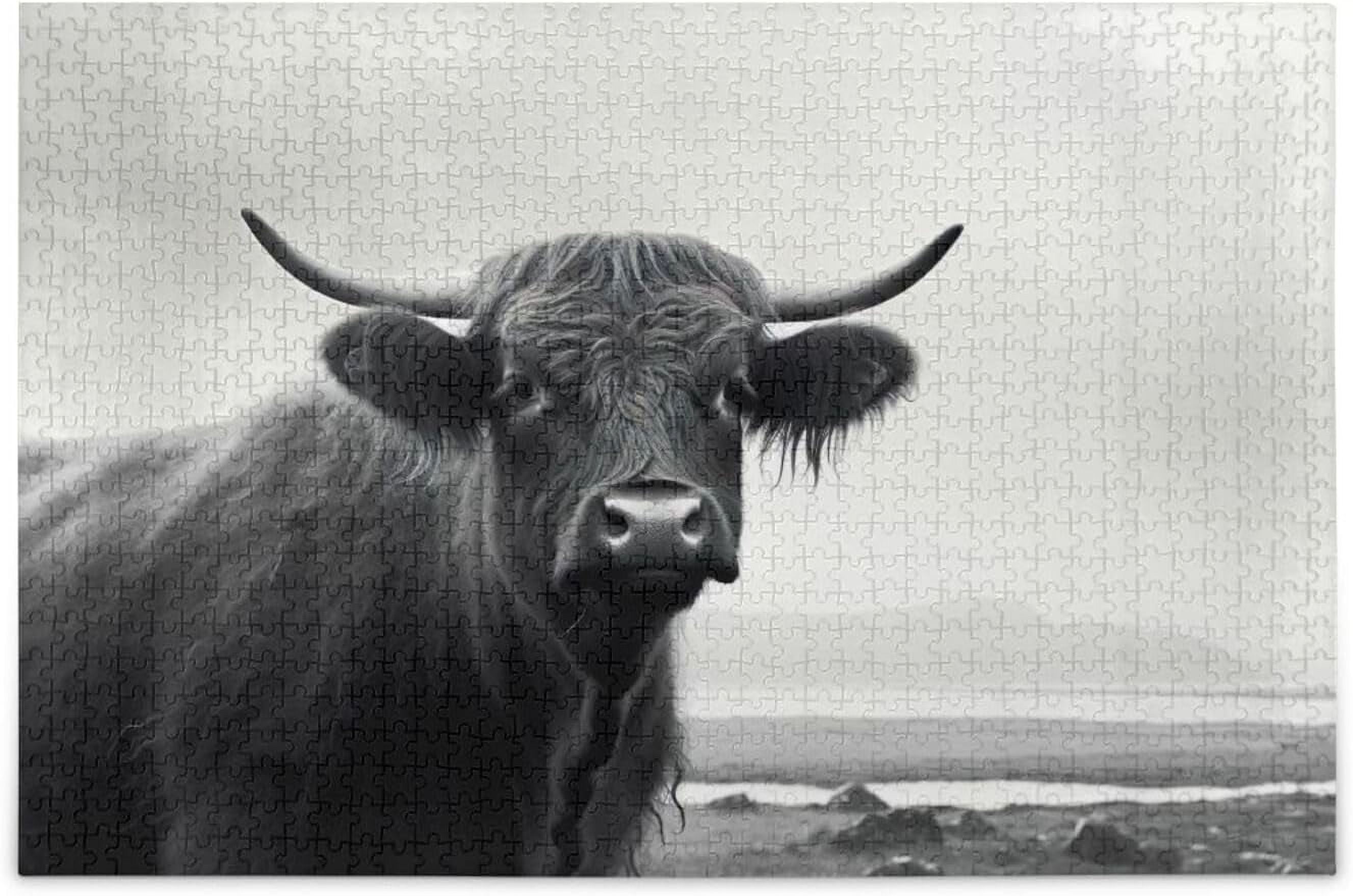 FREEAMG Puzzle- Funny Highland Cow Jigsaw Puzzles,1000 Piece Puzzles ...
