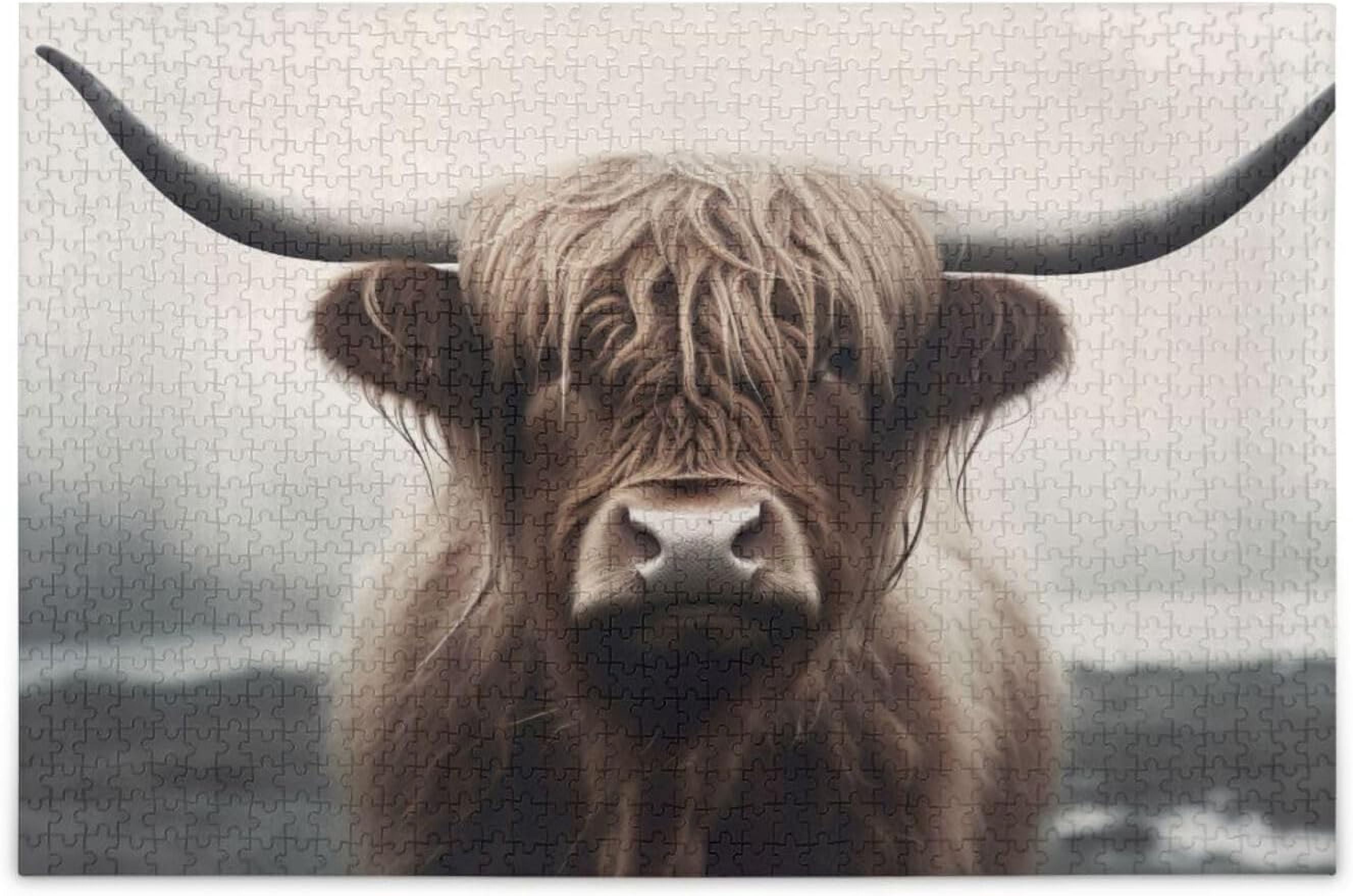 FREEAMG Puzzle- Funny Highland Cow Jigsaw Puzzles,1000 Piece Puzzles ...