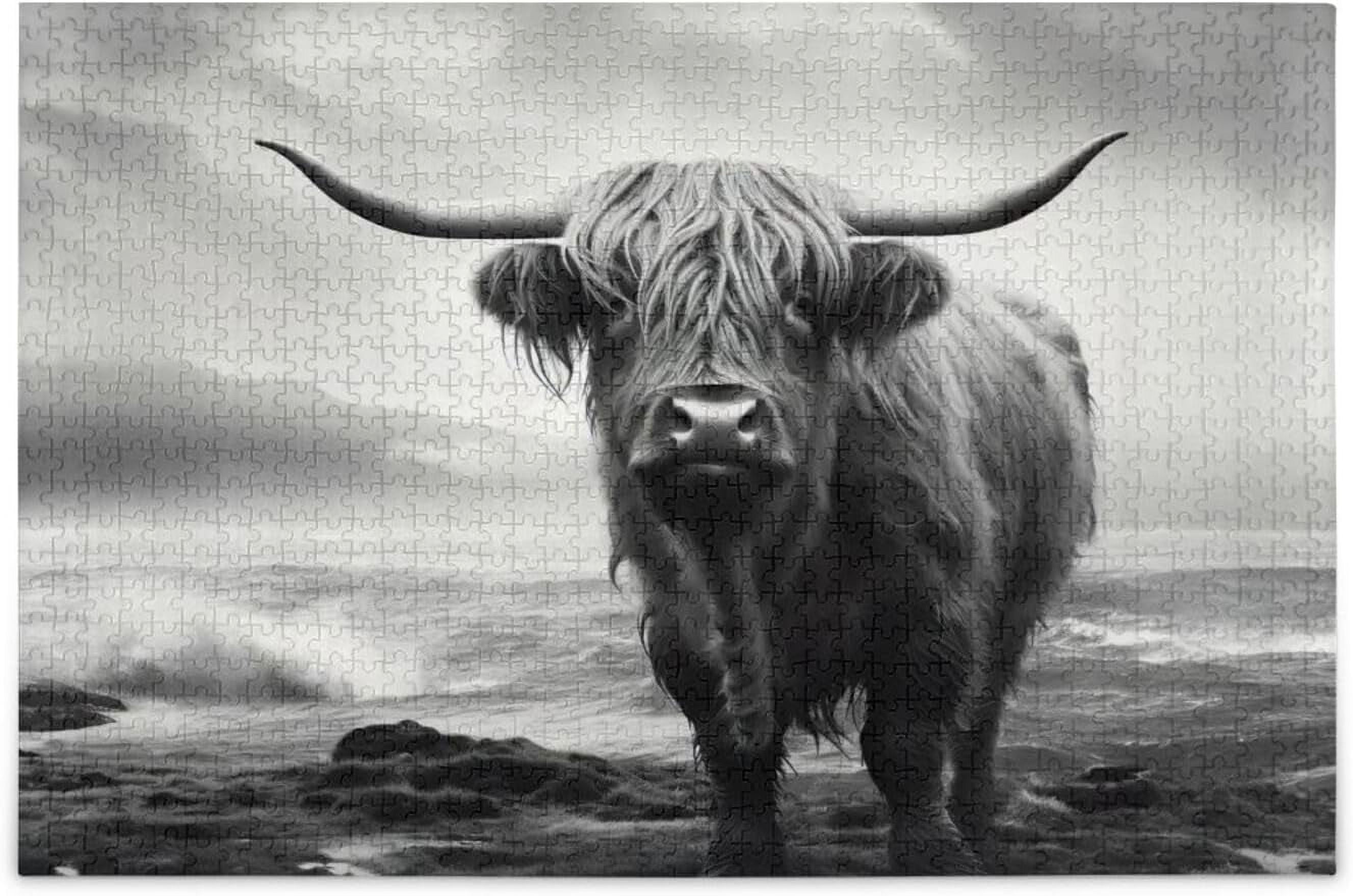 FREEAMG Puzzle- Funny Highland Cow Jigsaw Puzzles,1000 Piece Puzzles ...