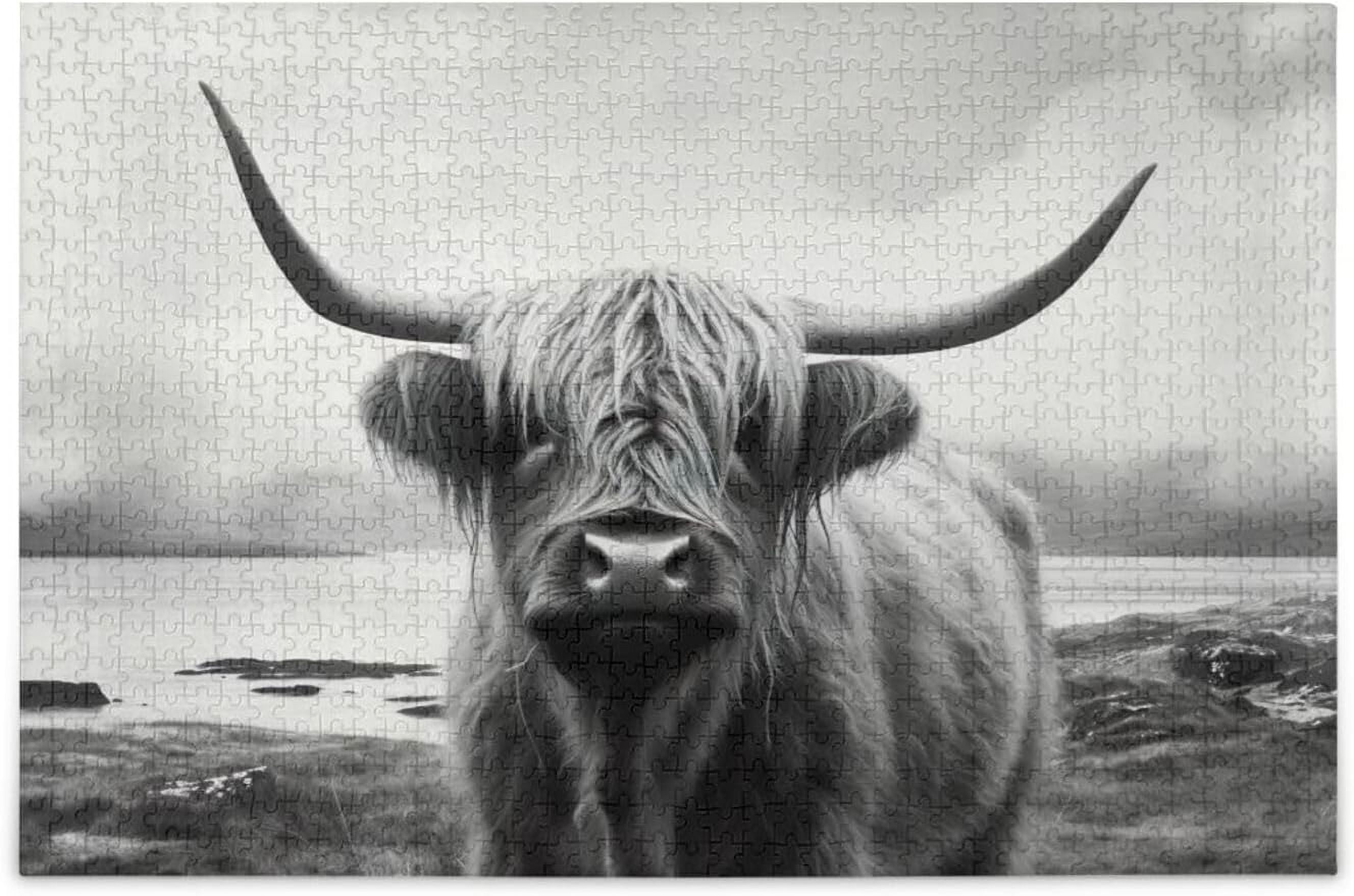 FREEAMG Puzzle- Funny Highland Cow Jigsaw Puzzles, 500 Piece Puzzles ...