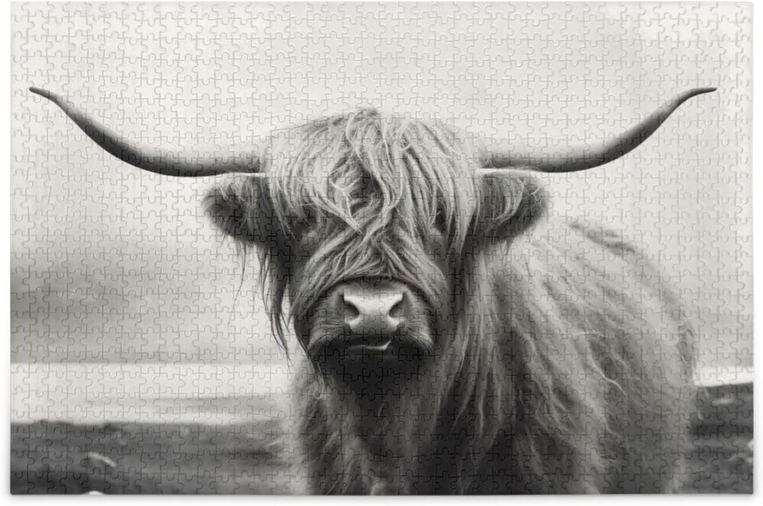 FREEAMG Puzzle- Funny Scottish Highland Cow Jigsaw Puzzles,1000 Piece ...