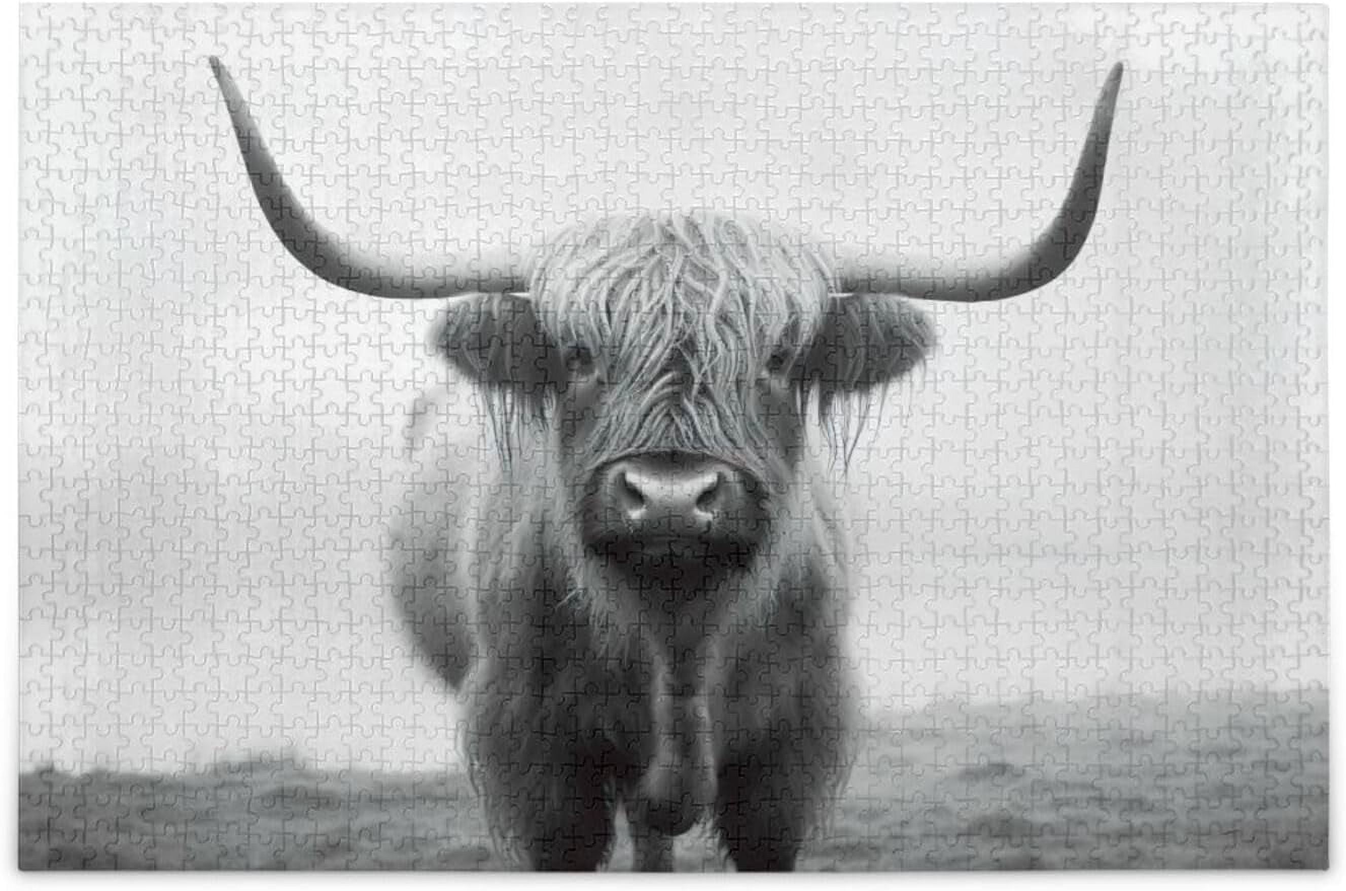 FREEAMG Puzzle- Funny Scottish Highland Cow Jigsaw Puzzles, 500 Piece ...