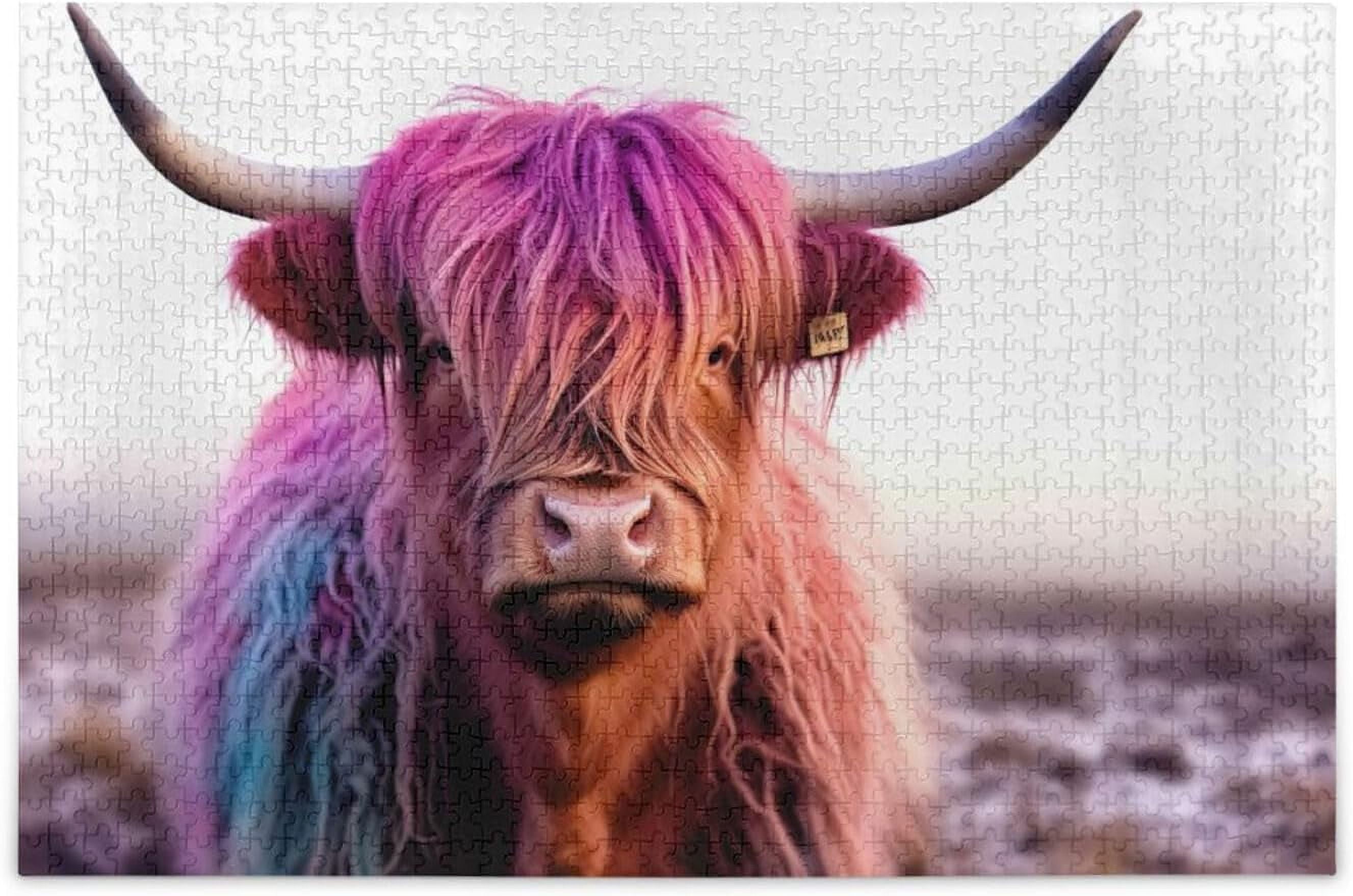 FREEAMG Highland Cow 500 Piece Large Jigsaw Puzzle for Adults - Game ...