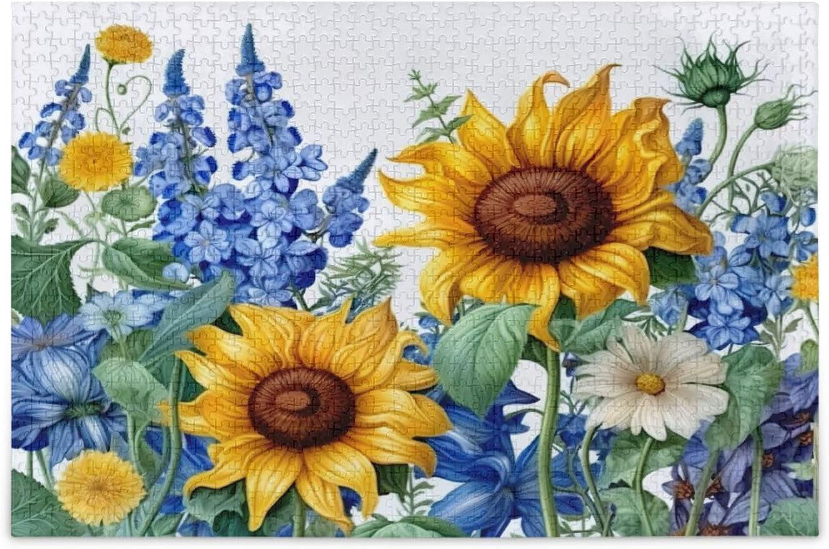 FREEAMG Puzzle- Sunflowers Bluebells Jigsaw Puzzles, 500 Piece Puzzles ...