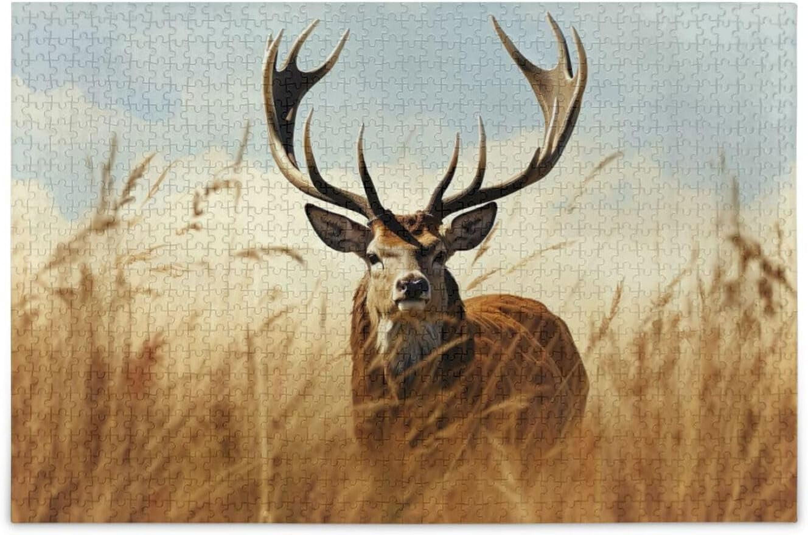FREEAMG Puzzle- Wheat Field Deer Jigsaw Puzzles, 500 Piece Puzzles for ...