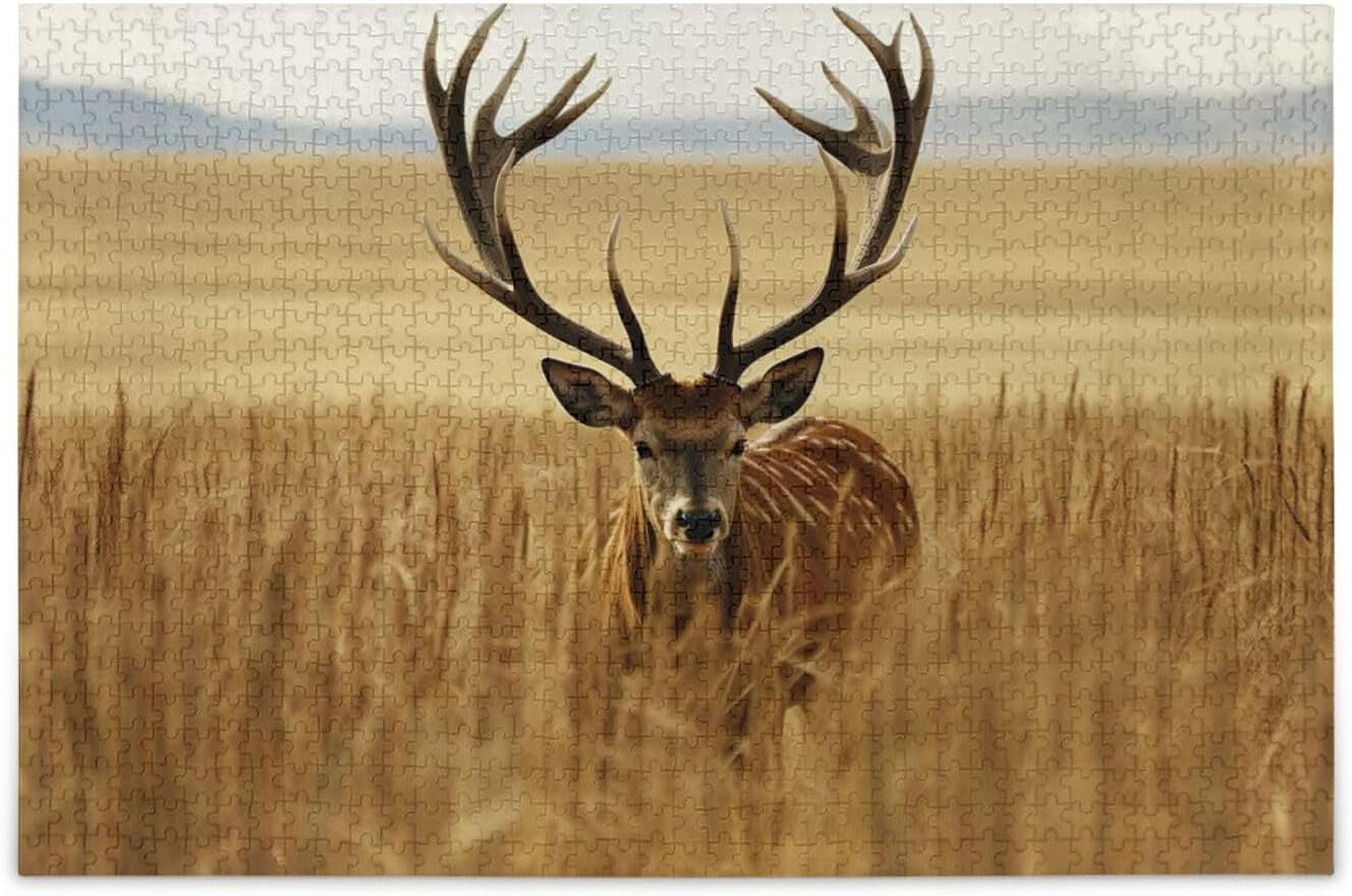 FREEAMG Puzzle- Wheat Field Deer Jigsaw Puzzles, 500 Piece Puzzles for ...