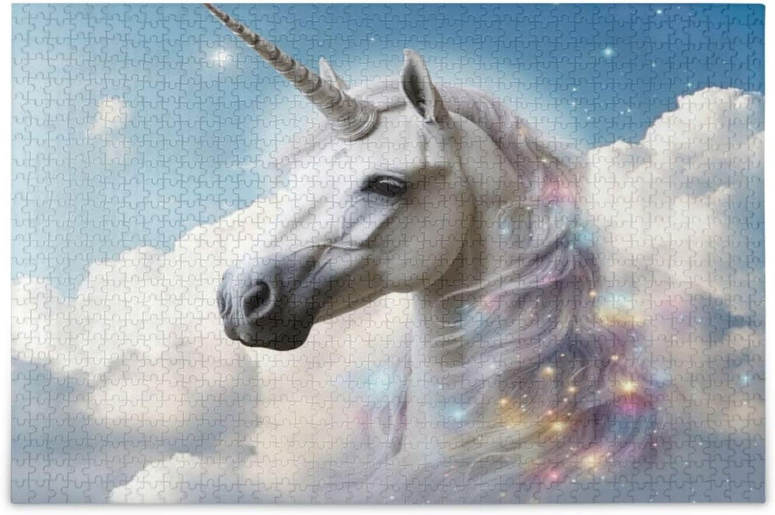 FREEAMG Puzzle- White Unicorn Jigsaw Puzzles,1000 Piece Puzzles for ...