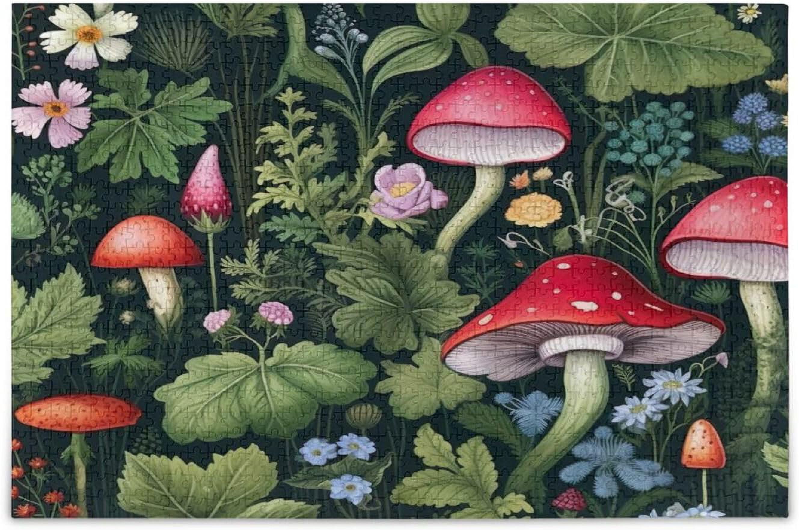 FREEAMG Puzzle- Wildflowers Mushrooms Jigsaw Puzzles, 500 Piece Puzzles ...