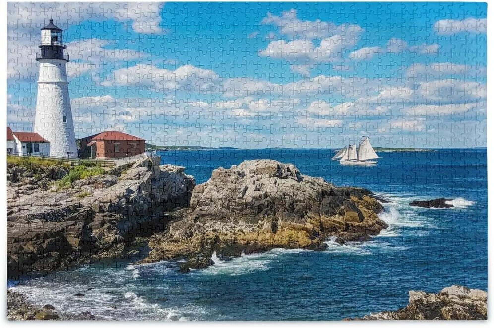 FREEAMG Puzzles for Adults 1000 Piece Beautiful Sea Reef Sky Lighthouse ...