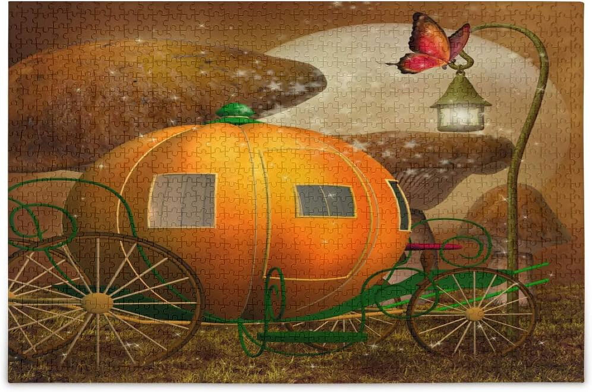 FREEAMG Puzzles for Adults 1000 Piece Fantasy Pumpkin Carriage Mushrooms Jigsaw Puzzles Kids ...