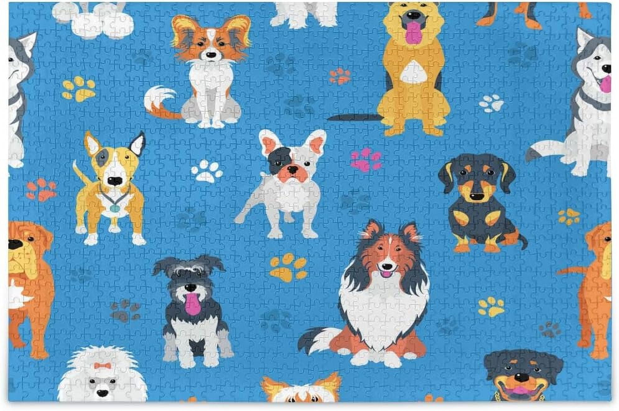 FREEAMG Puzzles for Adults 1000 Piece Funny Dogs Paw Print Jigsaw ...