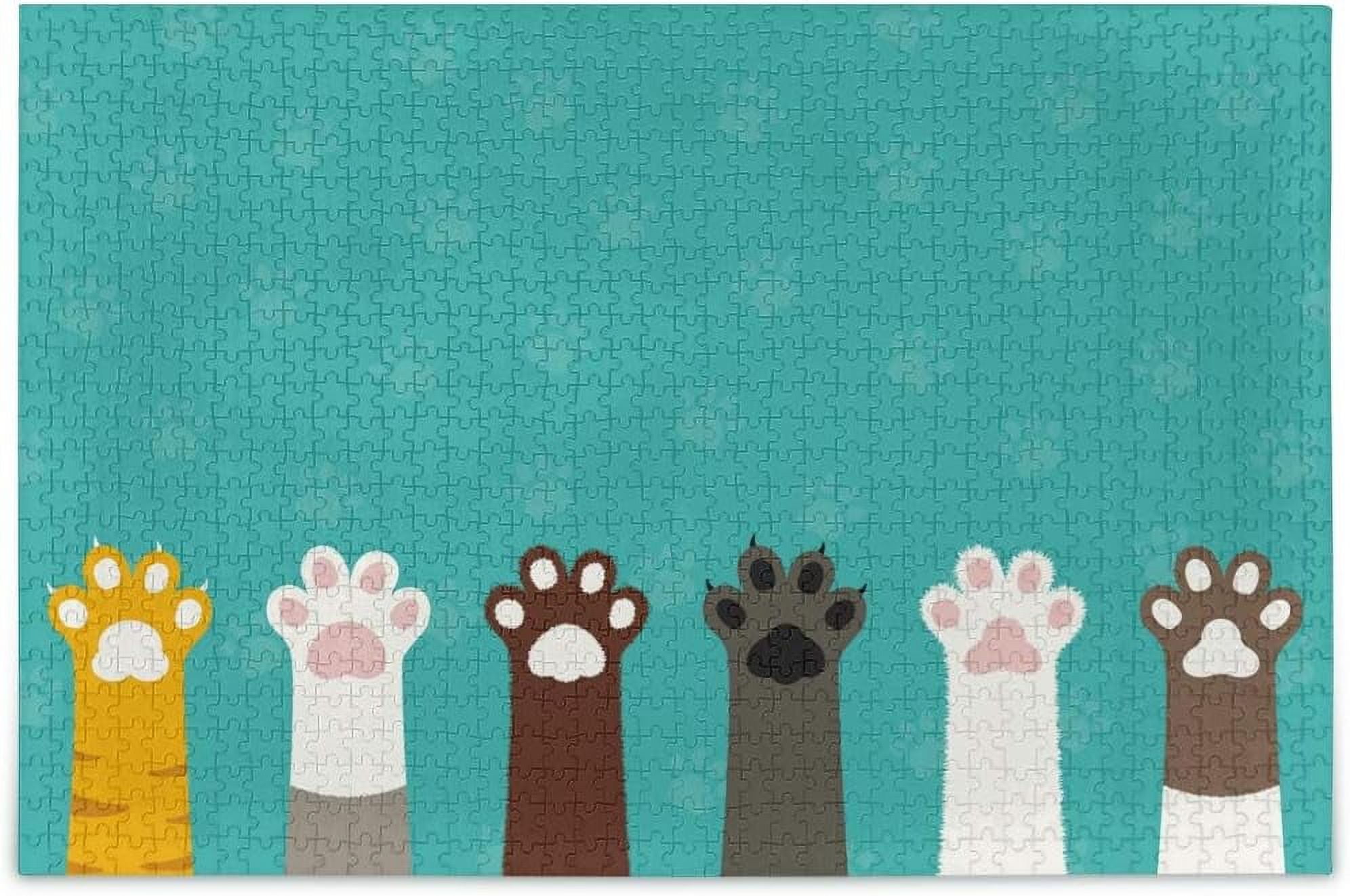 FREEAMG Puzzles for Adults 1000 Piece Green Cute Cat Kitten Paws Jigsaw ...