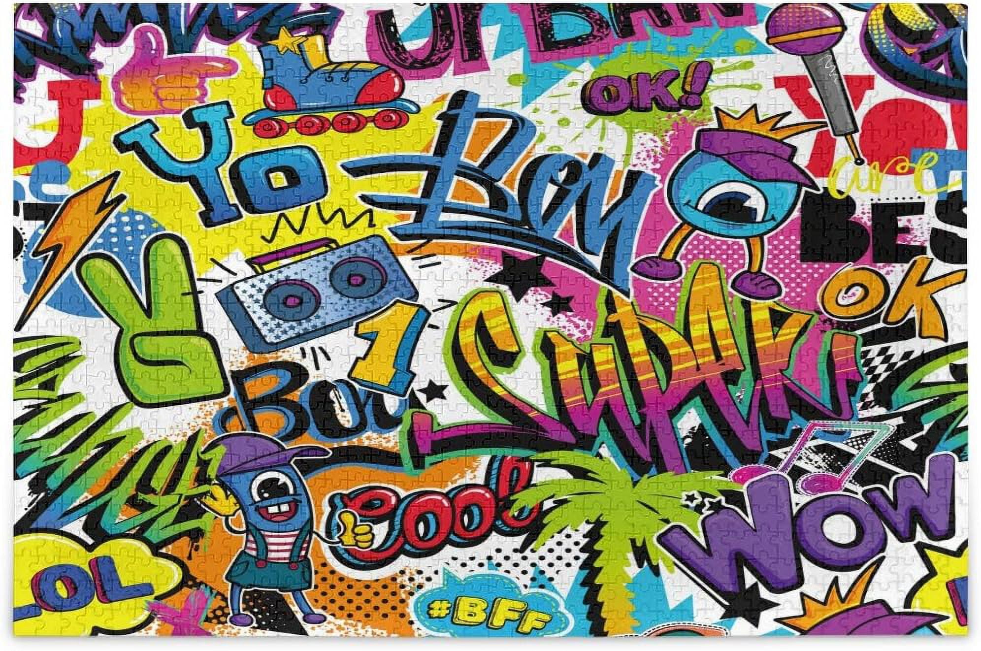 FREEAMG Puzzles for Adults 1000 Piece Vintage Cool Graffiti Jigsaw ...