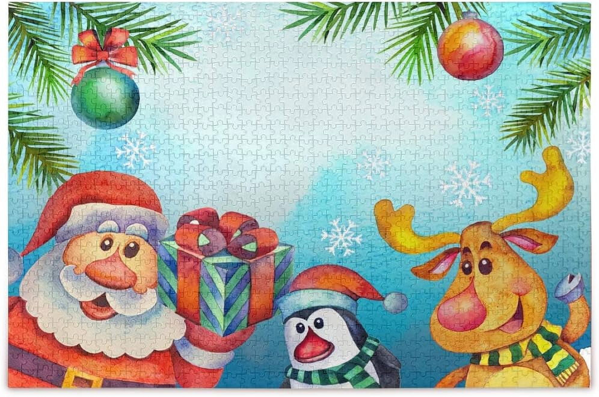 FREEAMG Puzzles for Adults 1000 Piece Watercolor Christmas Santa Clause ...