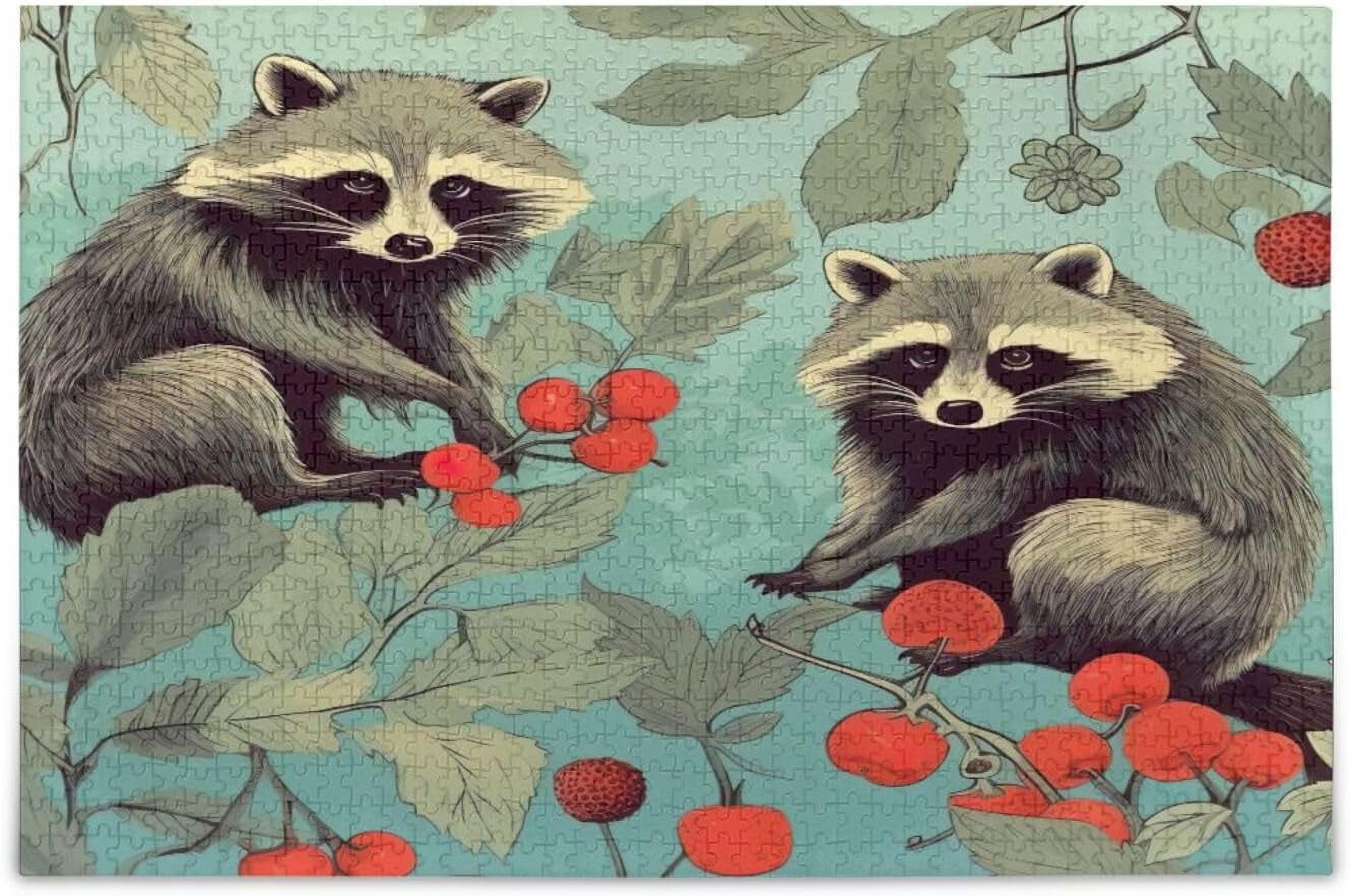 FREEAMG Puzzles for Adults 1000 Pieces - Cute Raccoon Jigsaw Puzzle ...