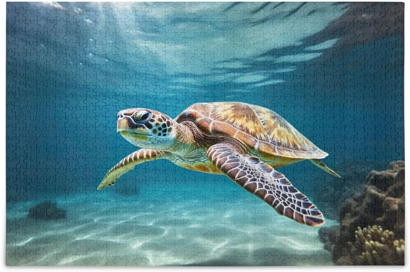 FREEAMG Puzzles for Adults 500 Pieces - Sea Turtle Jigsaw Puzzle Family ...