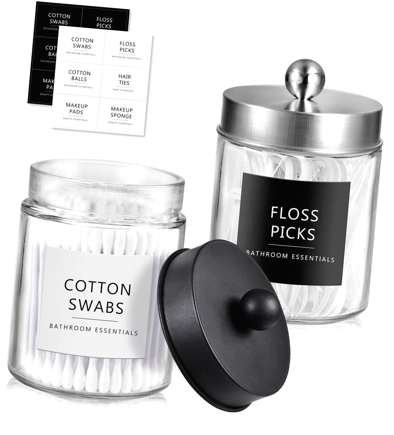 FREEAMG Q-tip Dispenser for Bathroom Vanity and Farmhouse Decor - Glass ...